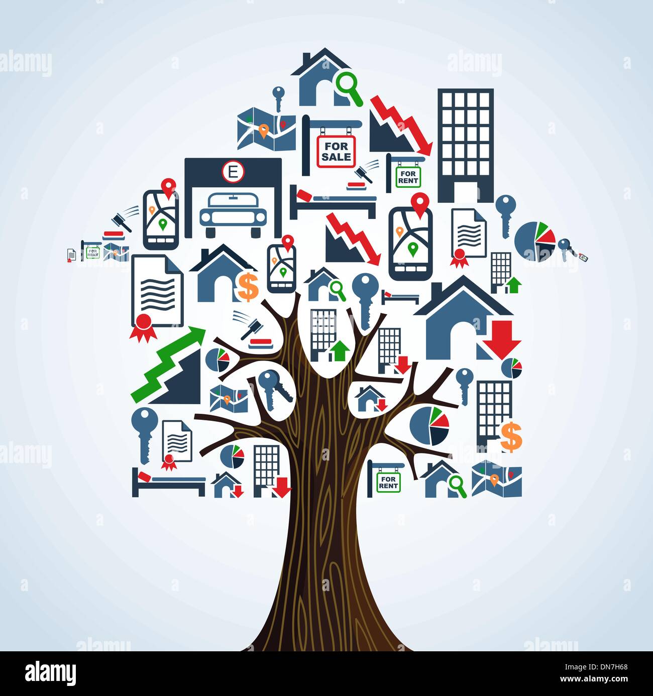 Real estate icons tree house, rental concept Stock Vector Image & Art ...