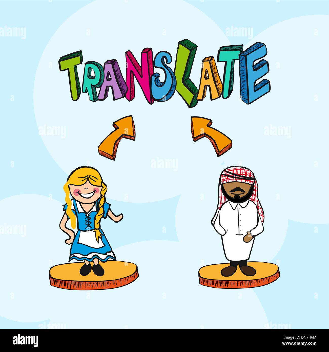 Translation concept german arabic people cartoon Stock Vector Image ...