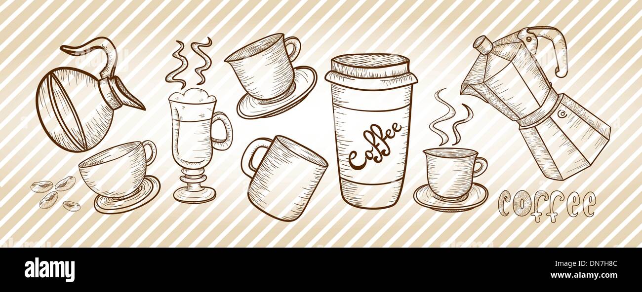 Coffee set drawing Stock Vector Image & Art - Alamy