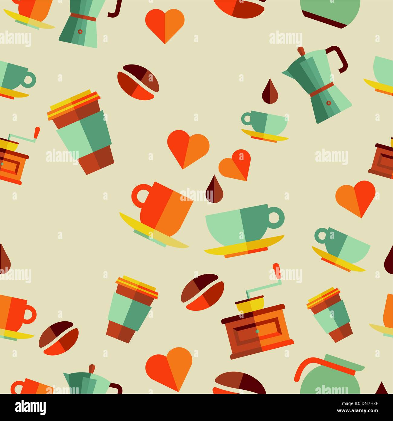 Coffee flat icons seamless pattern illustration Stock Vector Image ...
