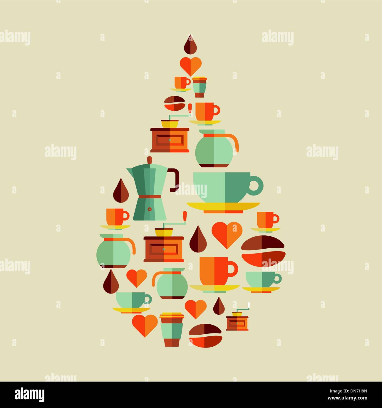 Coffee flat icons drop illustration Stock Vector Image & Art - Alamy
