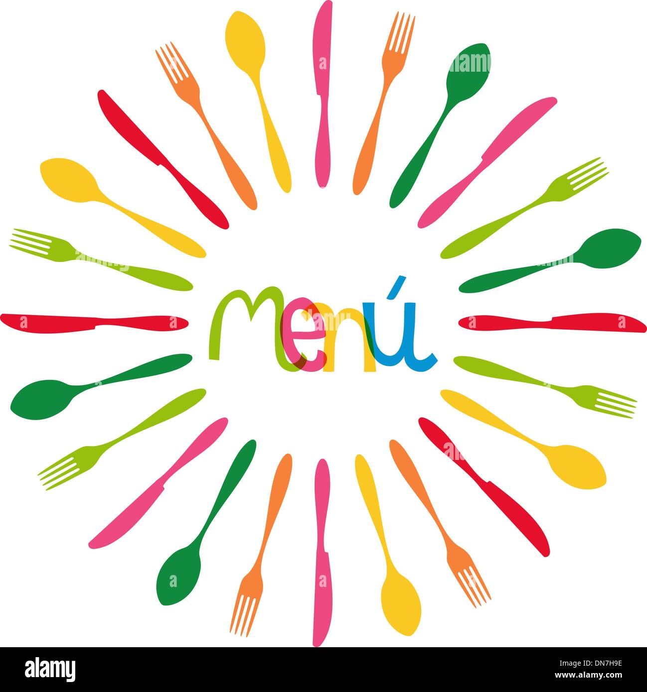 Cutlery circle menu illustration Stock Vector Image & Art - Alamy