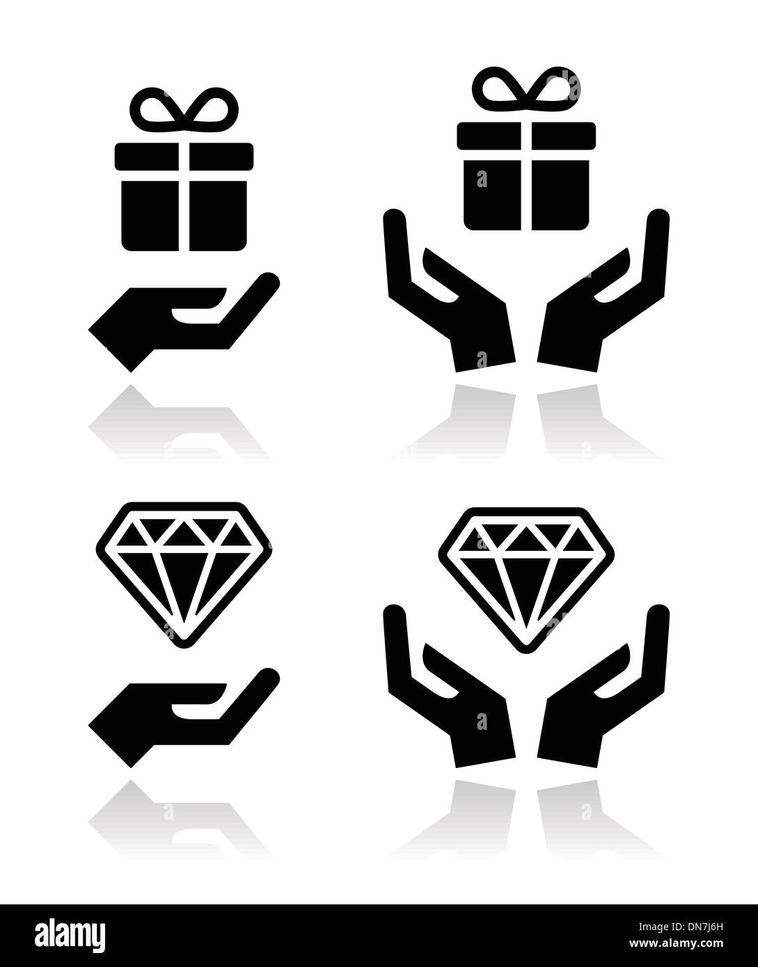 Hands with present and diamond icons set Stock Vector Image & Art - Alamy