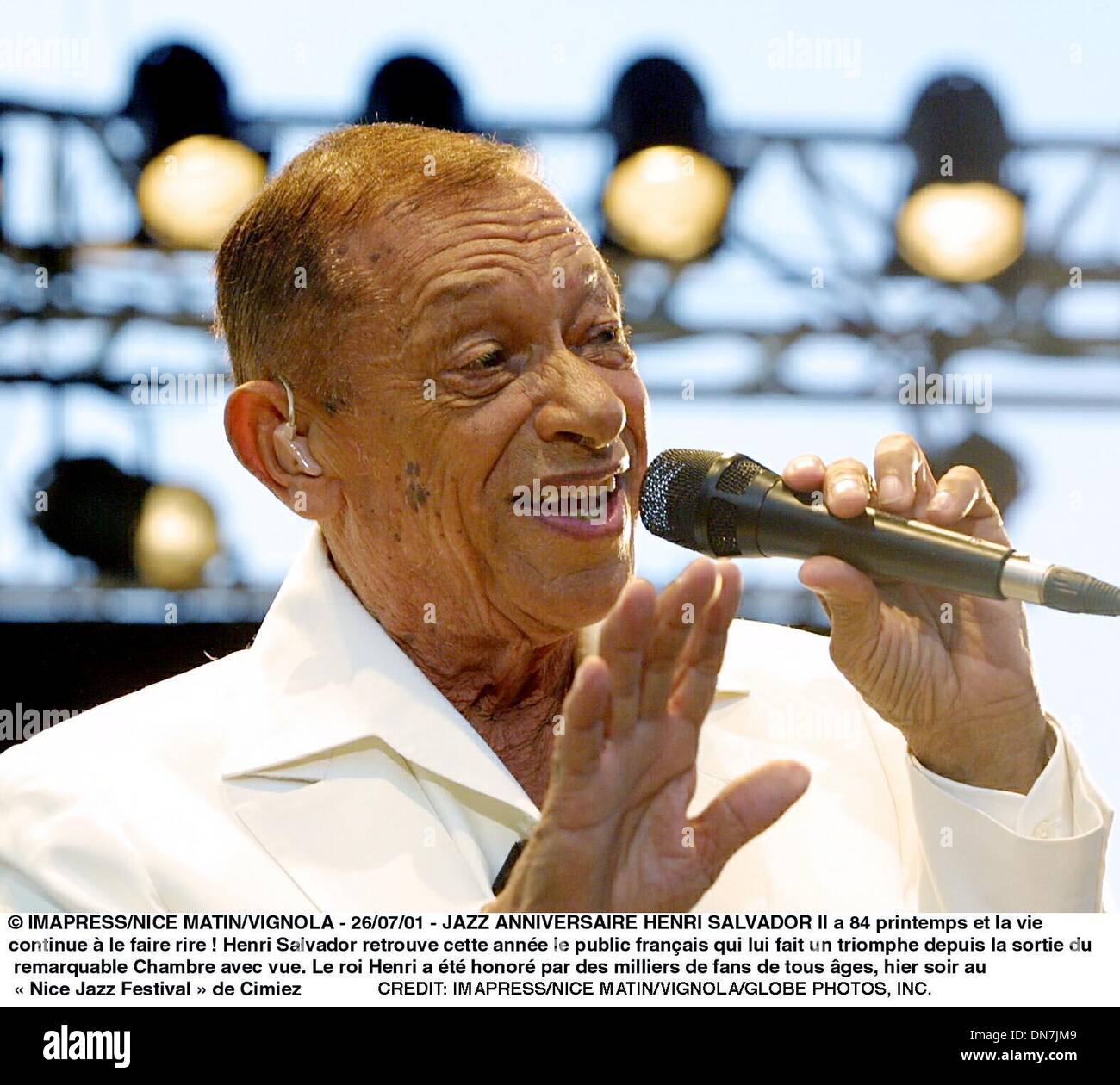 July 26, 2001 - NICE MATIN NICE/HENRI SALVADOR JAZZ A NICE.HENRI ...