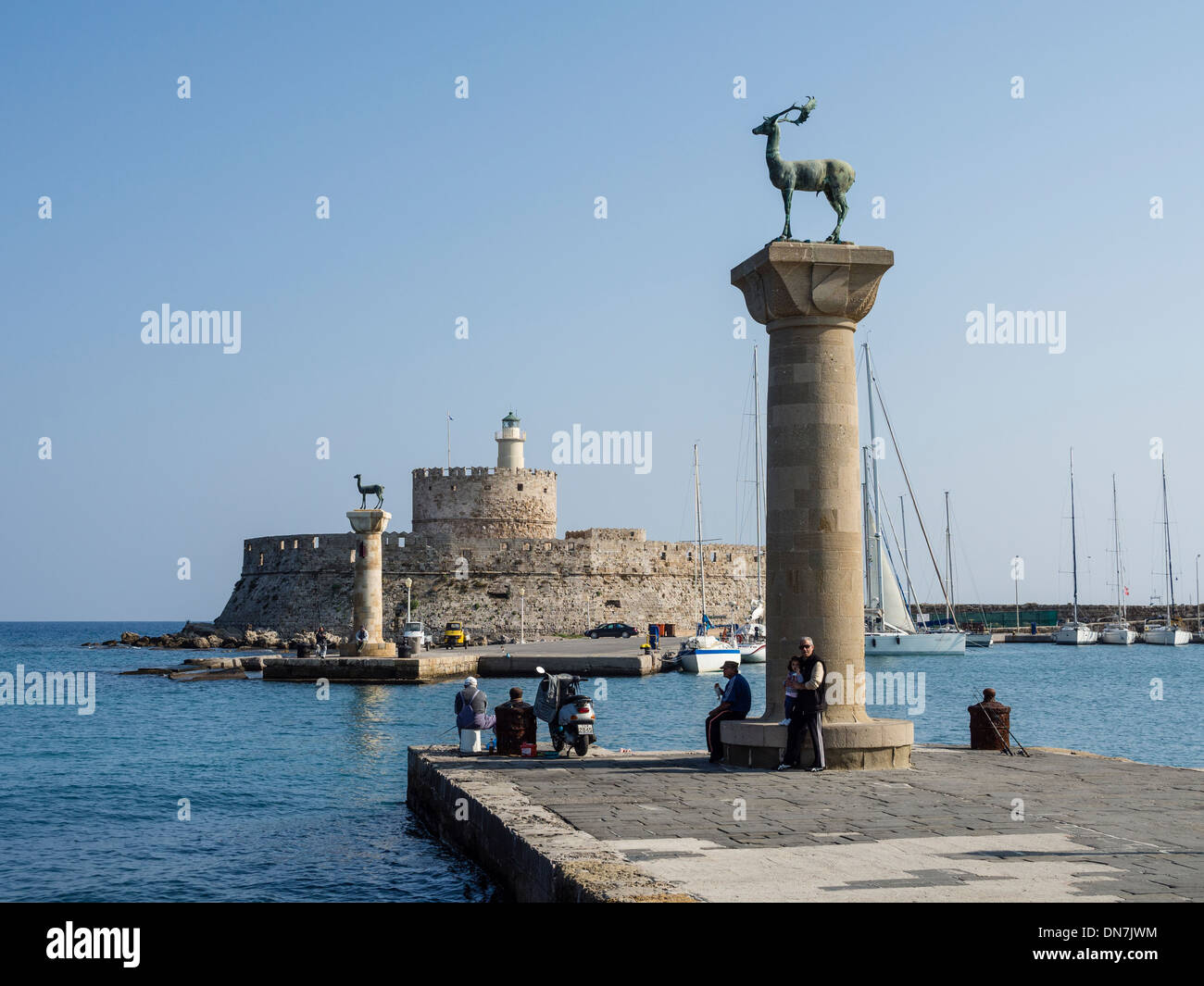 Entrance to Rhodes Harbour Greece the site of the Colossus of Rhodes ...
