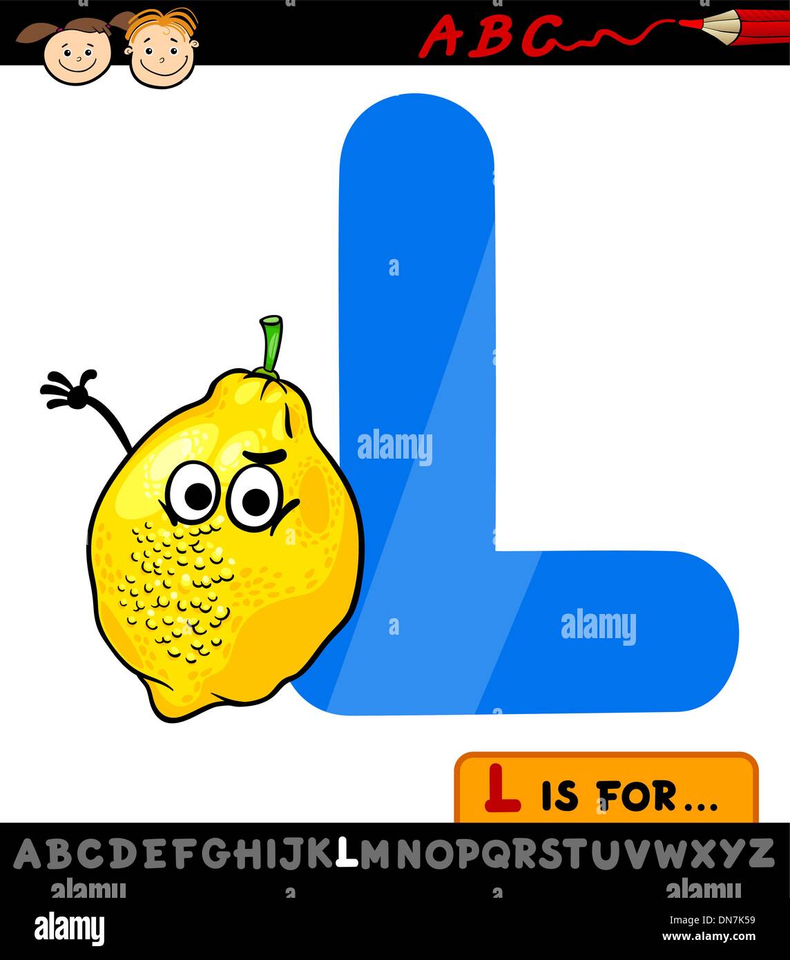 letter l with lemon cartoon illustration Stock Vector Image & Art - Alamy