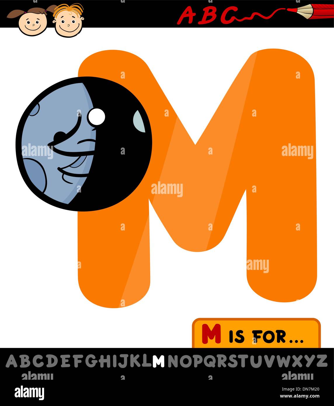 letter m with moon cartoon illustration Stock Vector Image & Art - Alamy