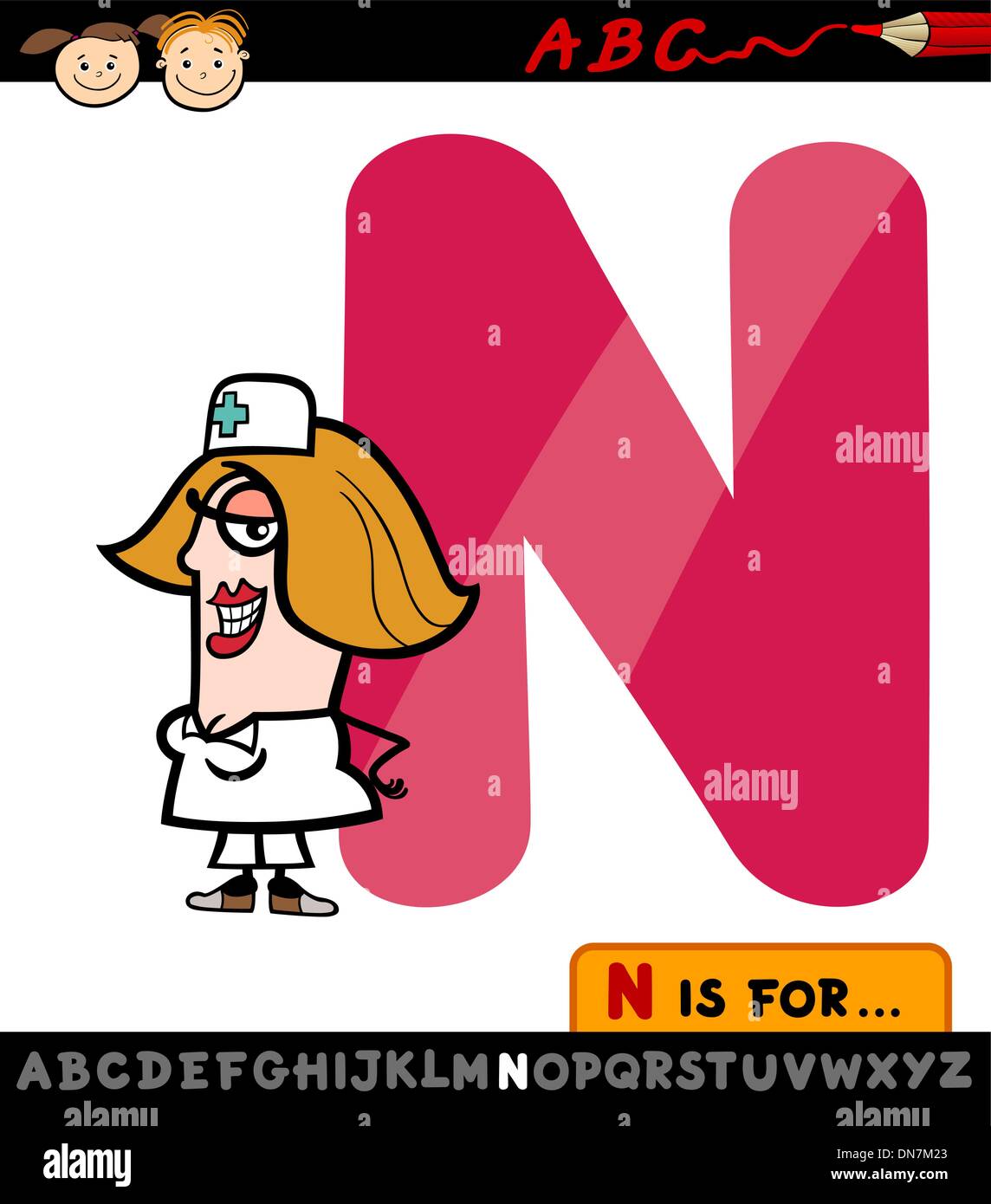letter n with nurse cartoon illustration Stock Vector Image & Art - Alamy