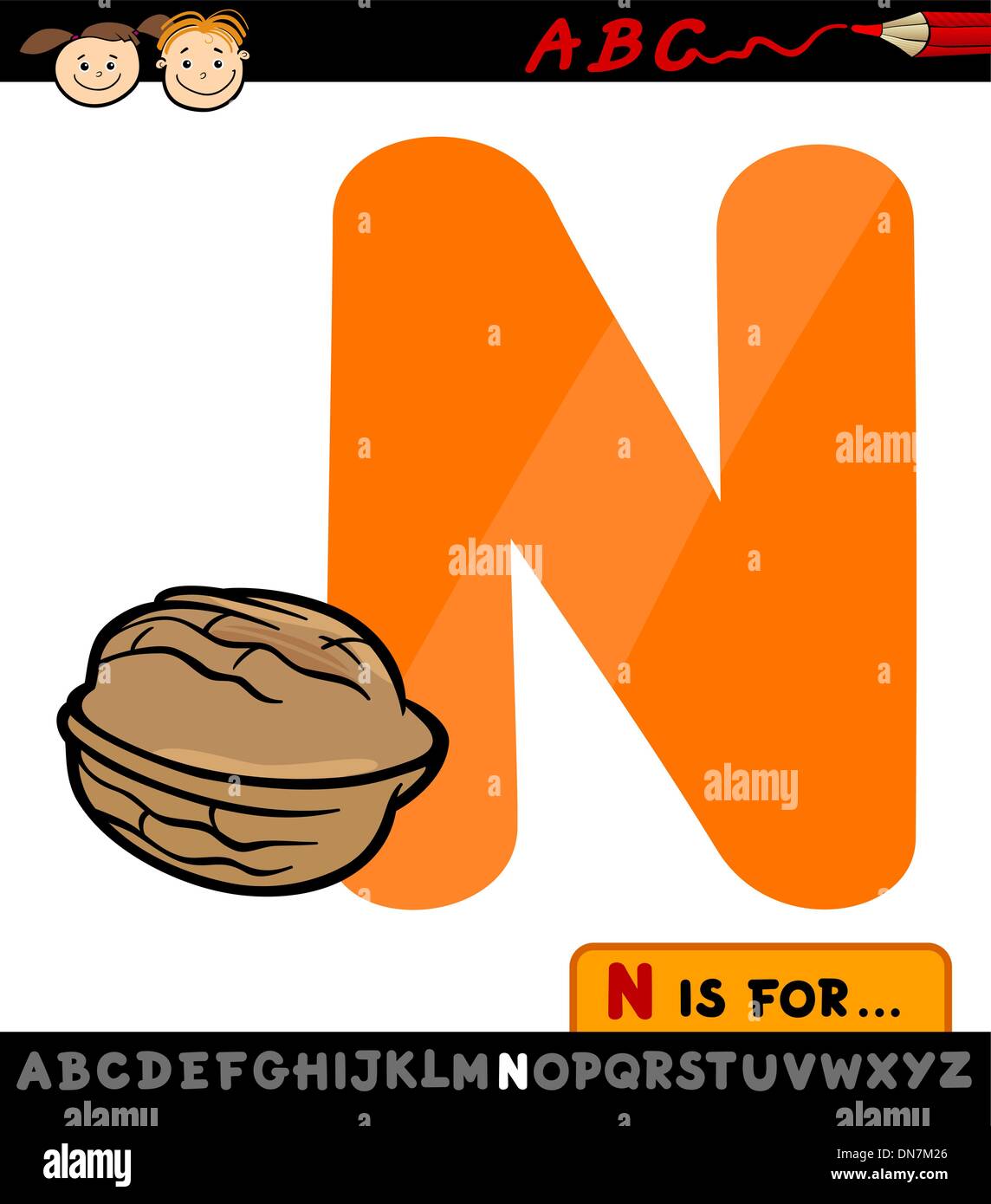 letter n with nut cartoon illustration Stock Vector Image & Art - Alamy