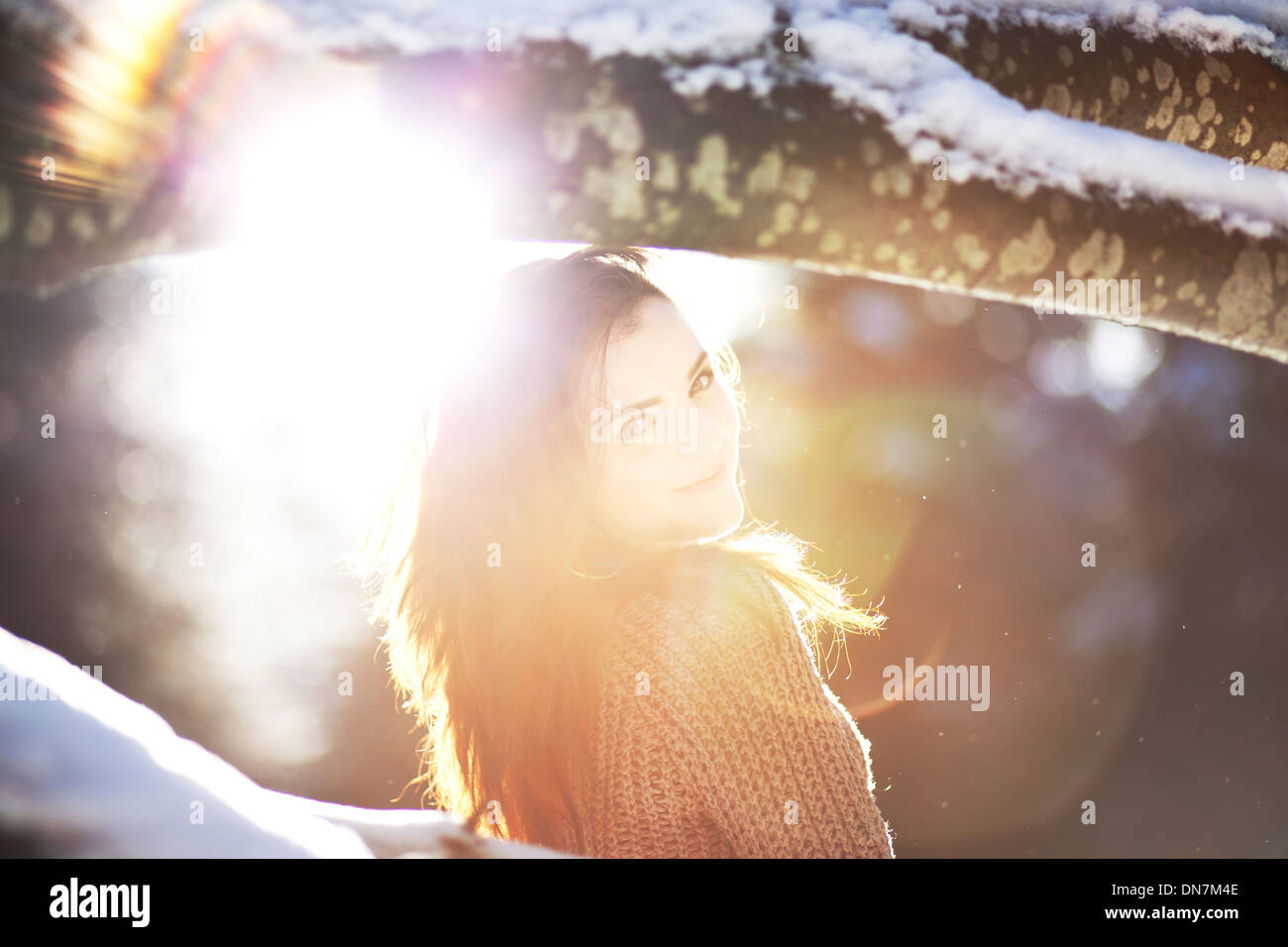 Portrait of a young woman in backlight Stock Photo - Alamy