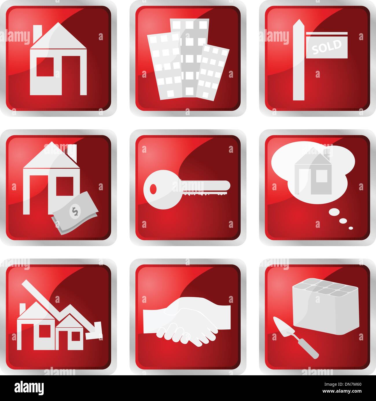 Red real estate icon set Stock Vector Image & Art - Alamy