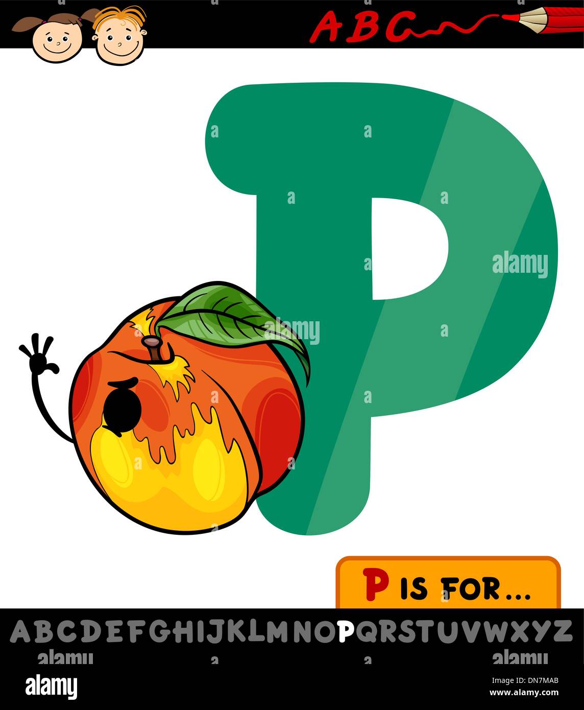 letter p with peach cartoon illustration Stock Vector Image & Art - Alamy