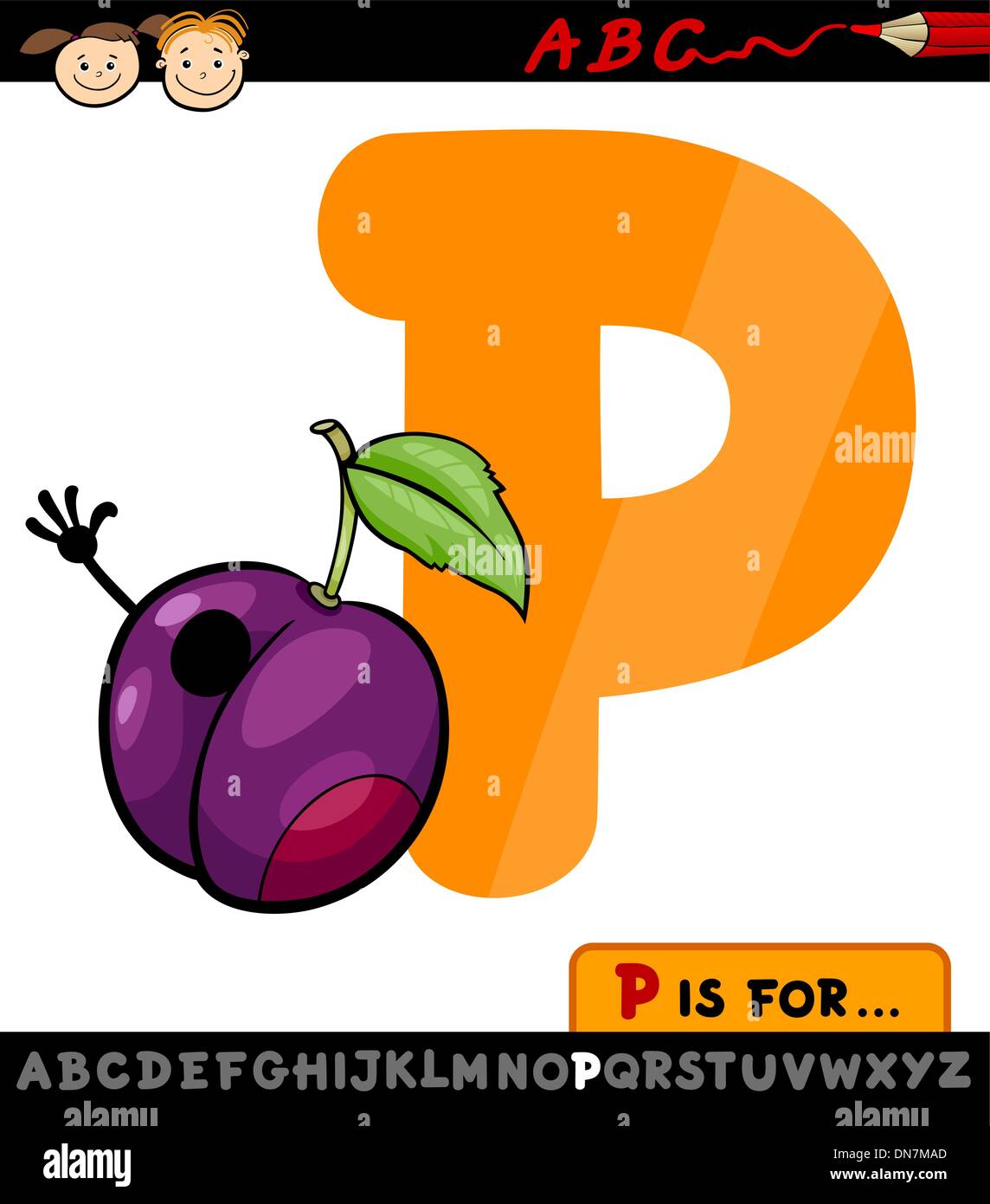 letter p with plum cartoon illustration Stock Vector Image & Art - Alamy