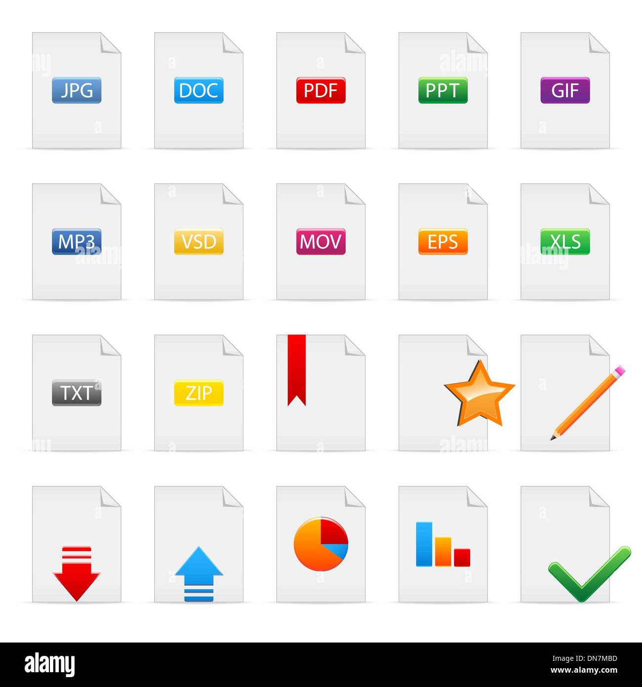 Paper icons document set hi-res stock photography and images - Alamy