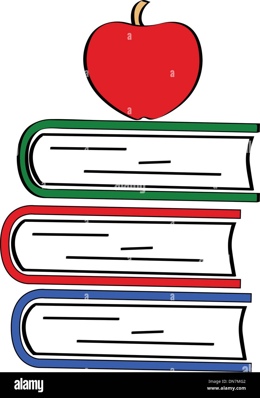 Books and an apple Stock Vector Images - Alamy