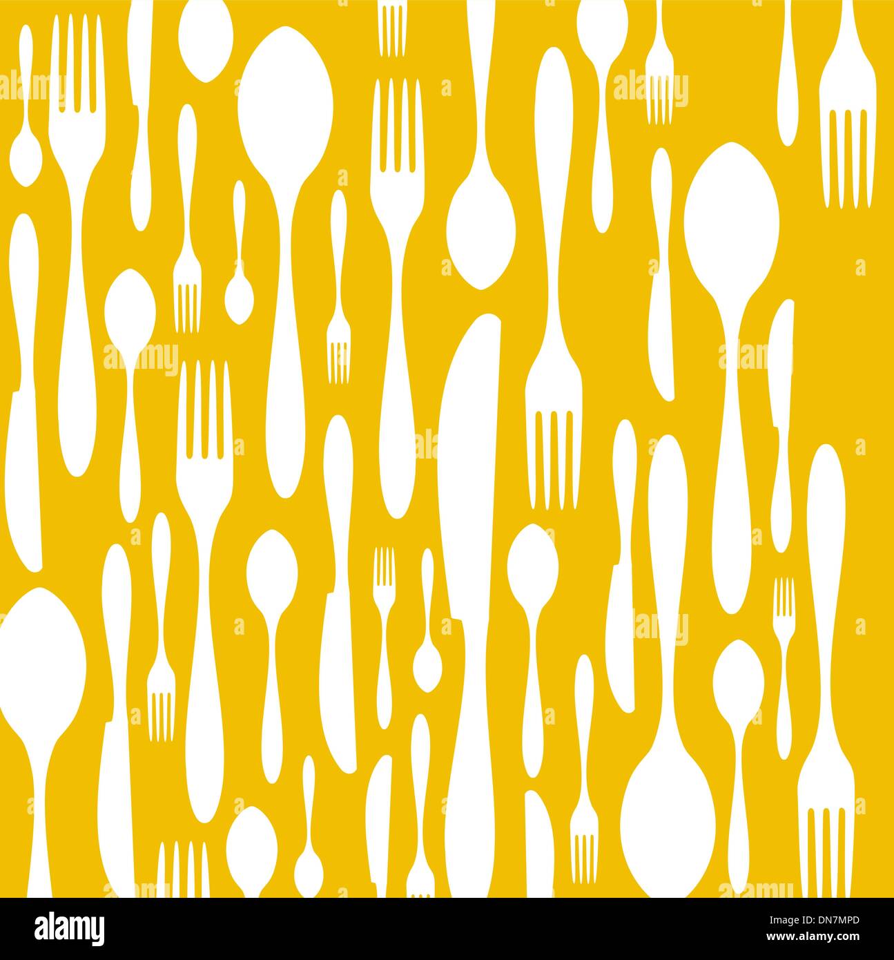 Cutlery pattern on yellow background Stock Vector Image & Art - Alamy