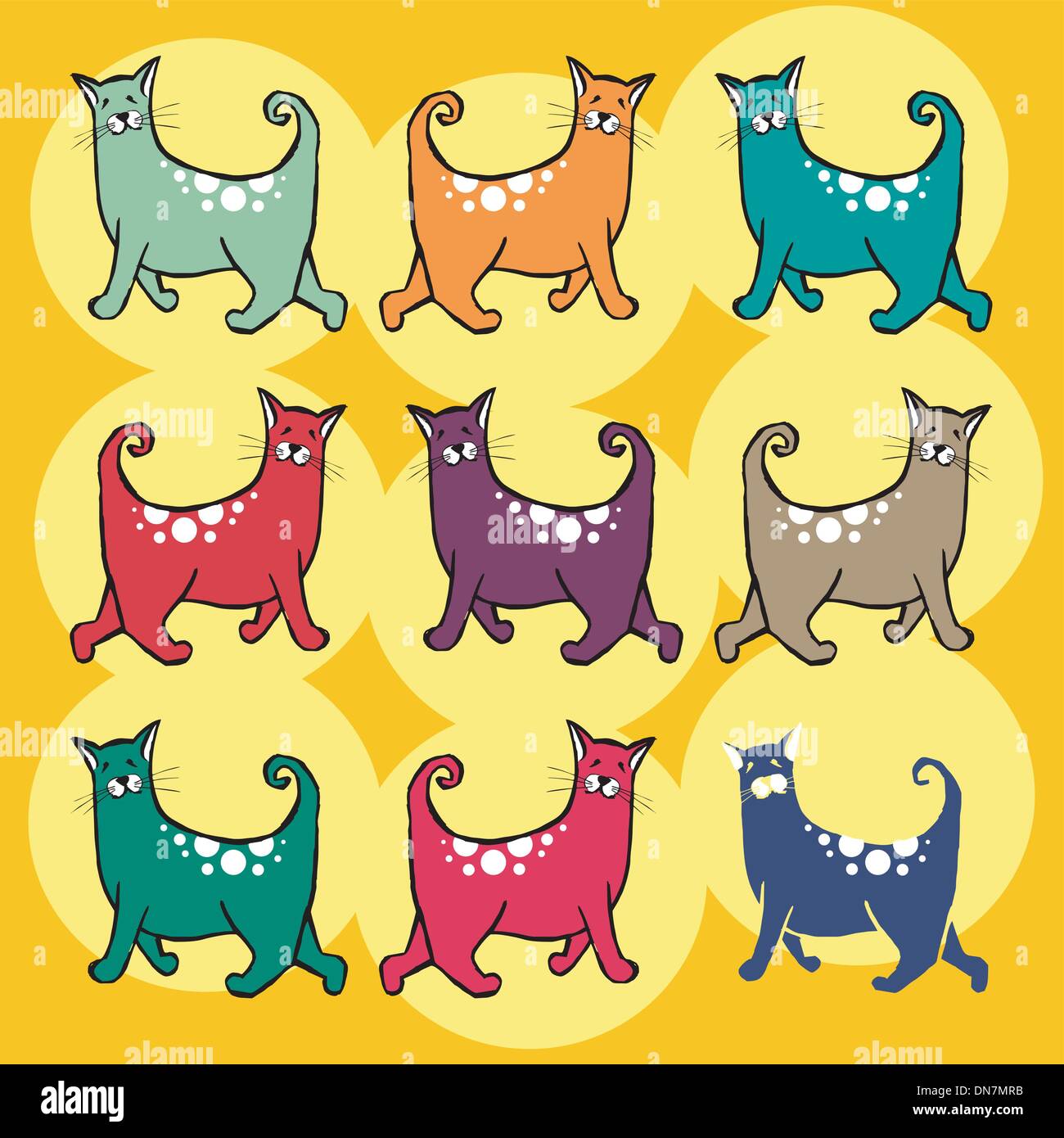 Cats with curly tail pattern Stock Vector Image & Art - Alamy