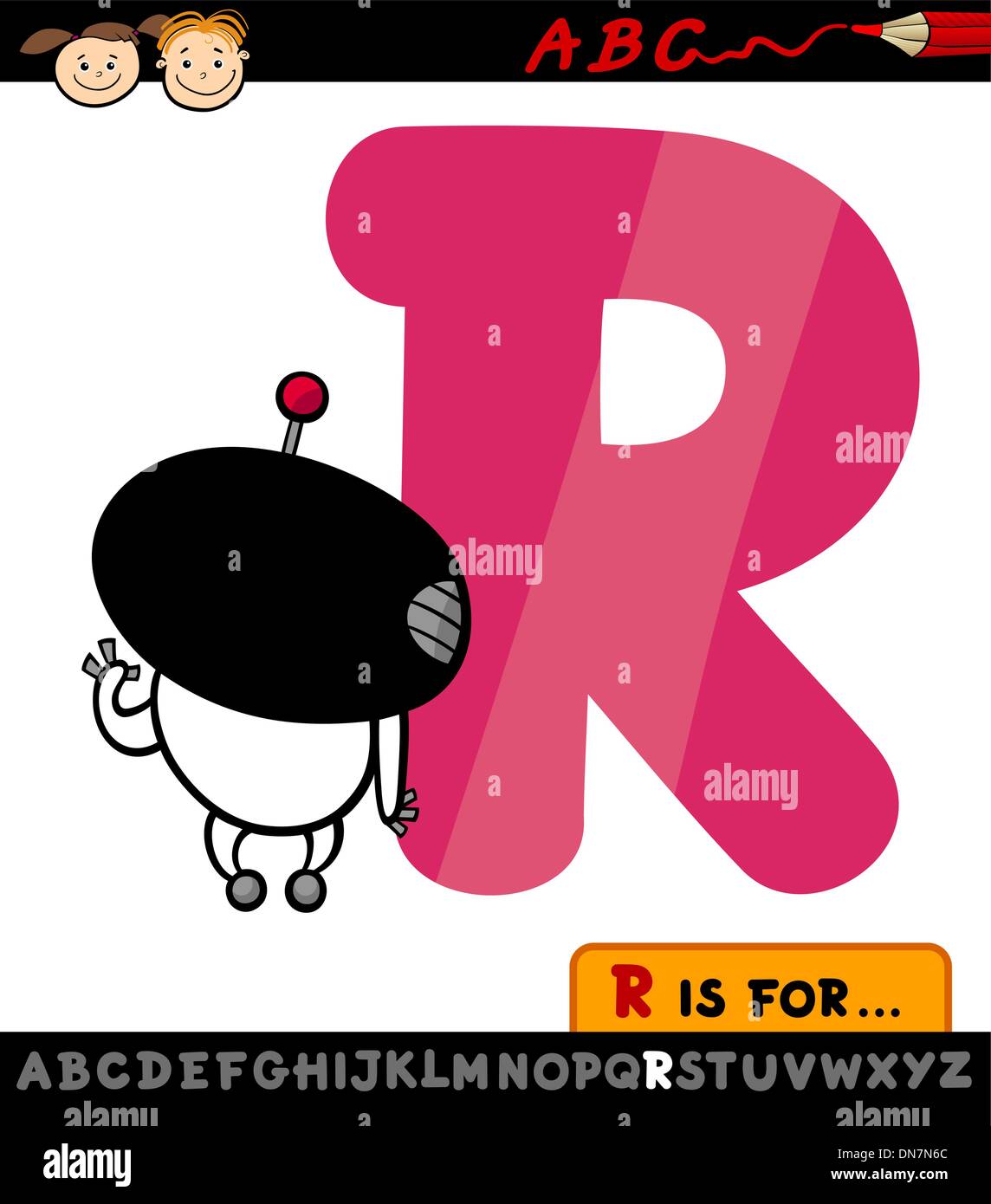 letter r with robot cartoon illustration Stock Vector Image & Art - Alamy