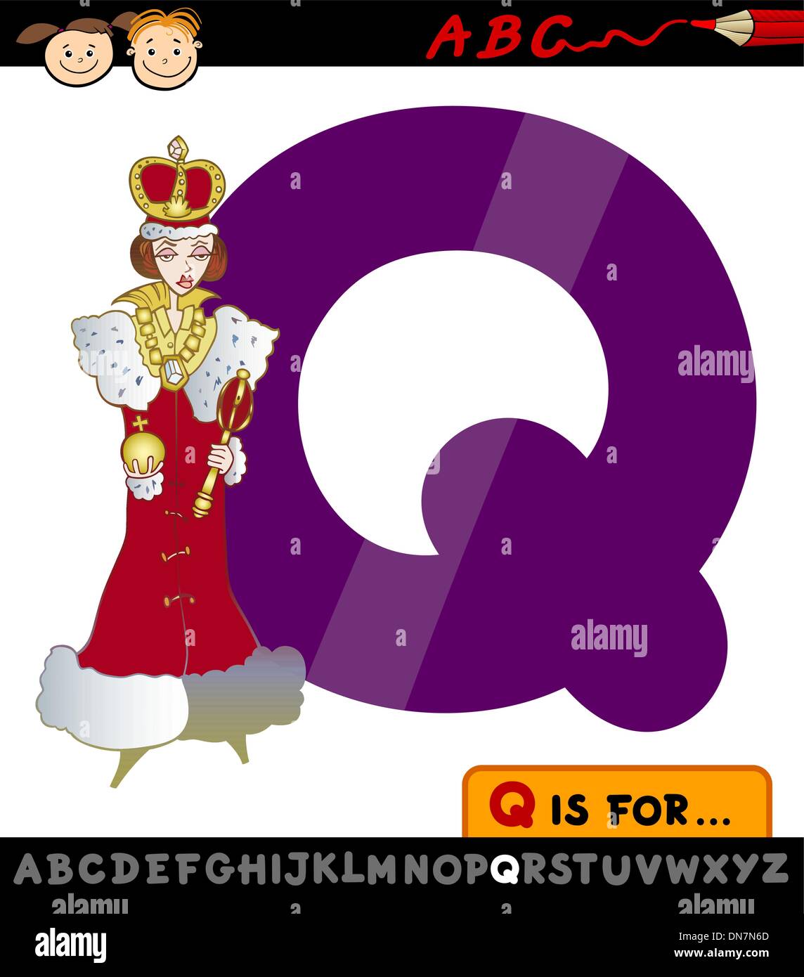 letter q with queen cartoon illustration Stock Vector Image & Art - Alamy