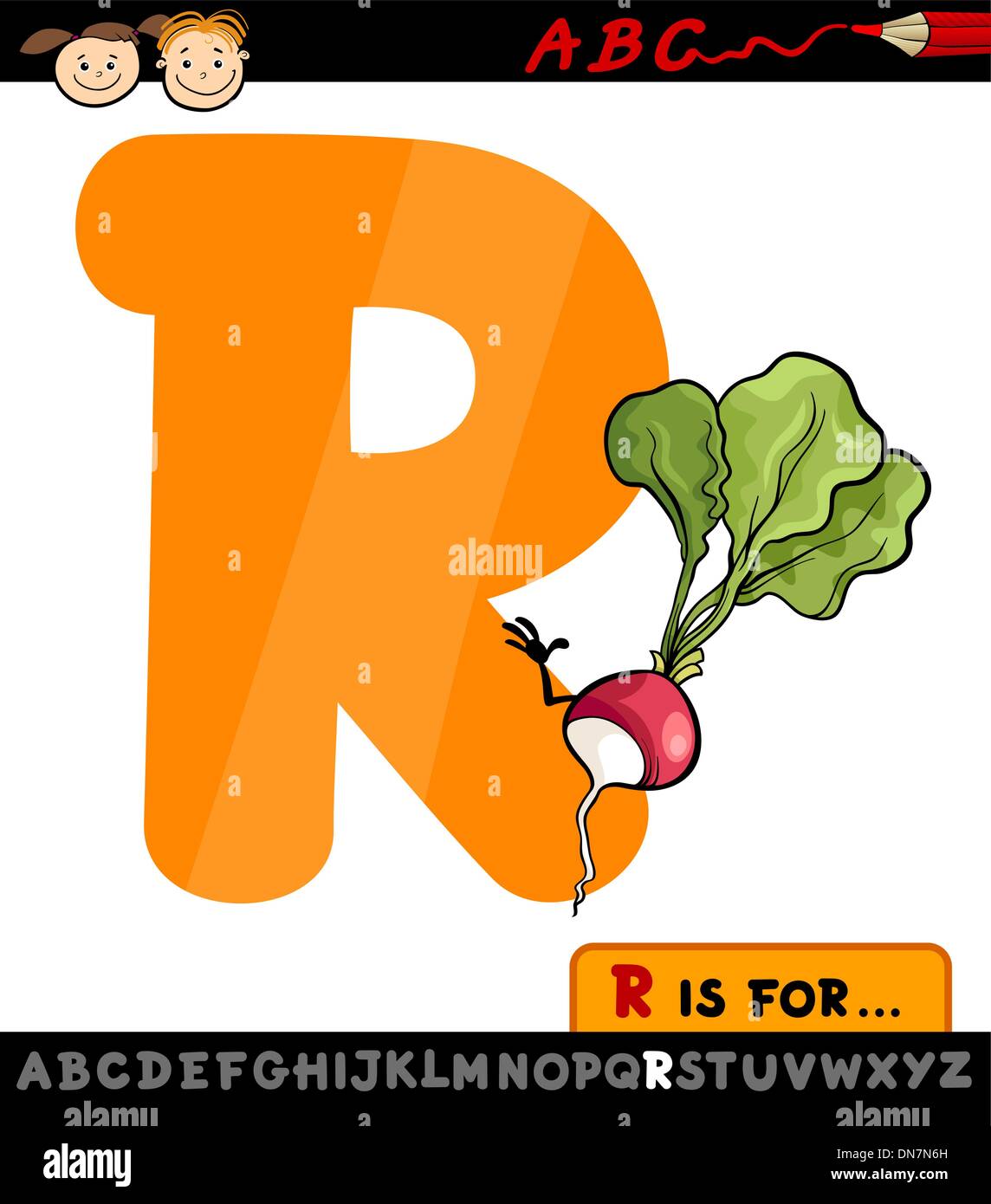 letter r with radish cartoon illustration Stock Vector Image & Art - Alamy