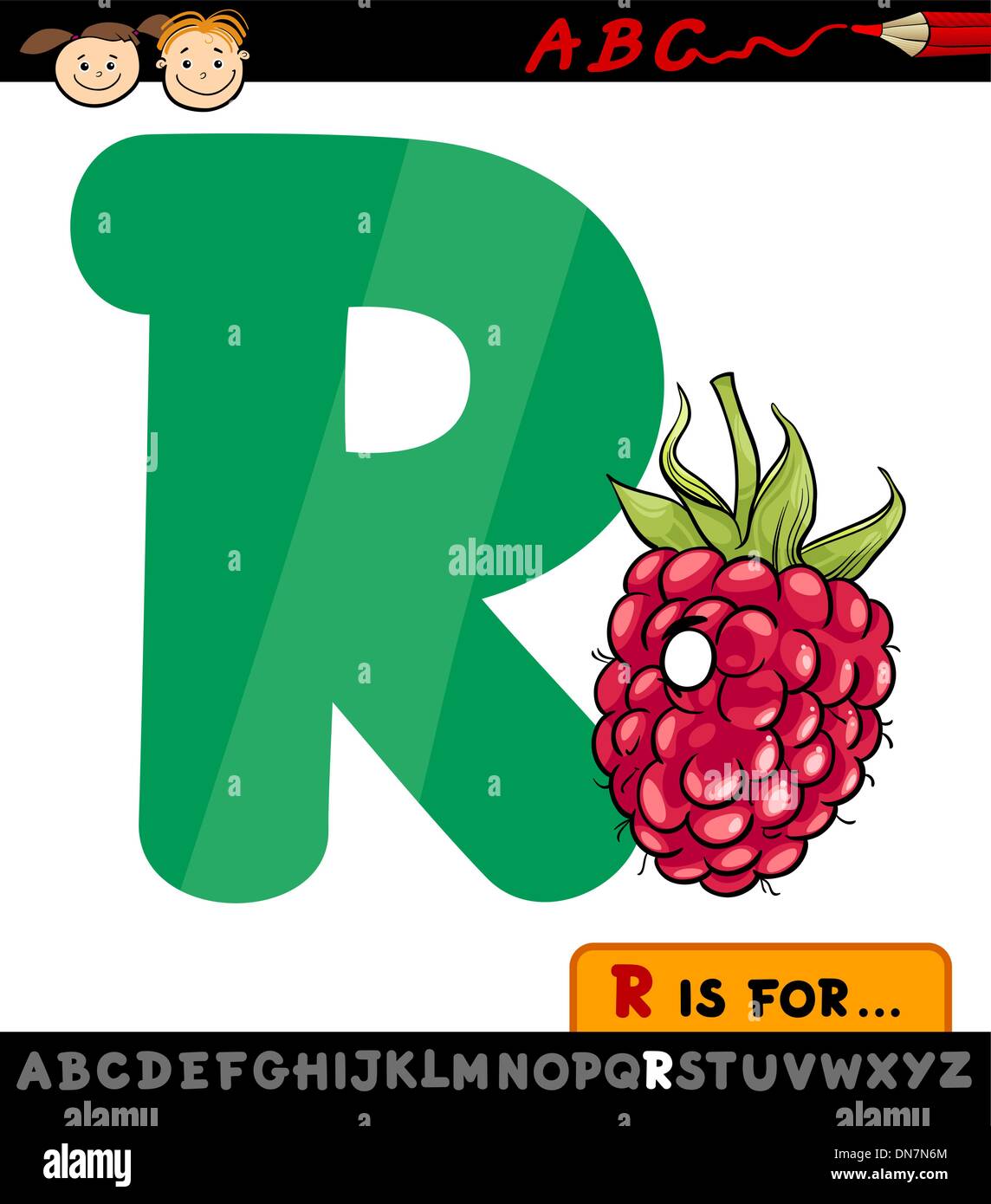 letter r with raspberry cartoon illustration Stock Vector Image & Art ...