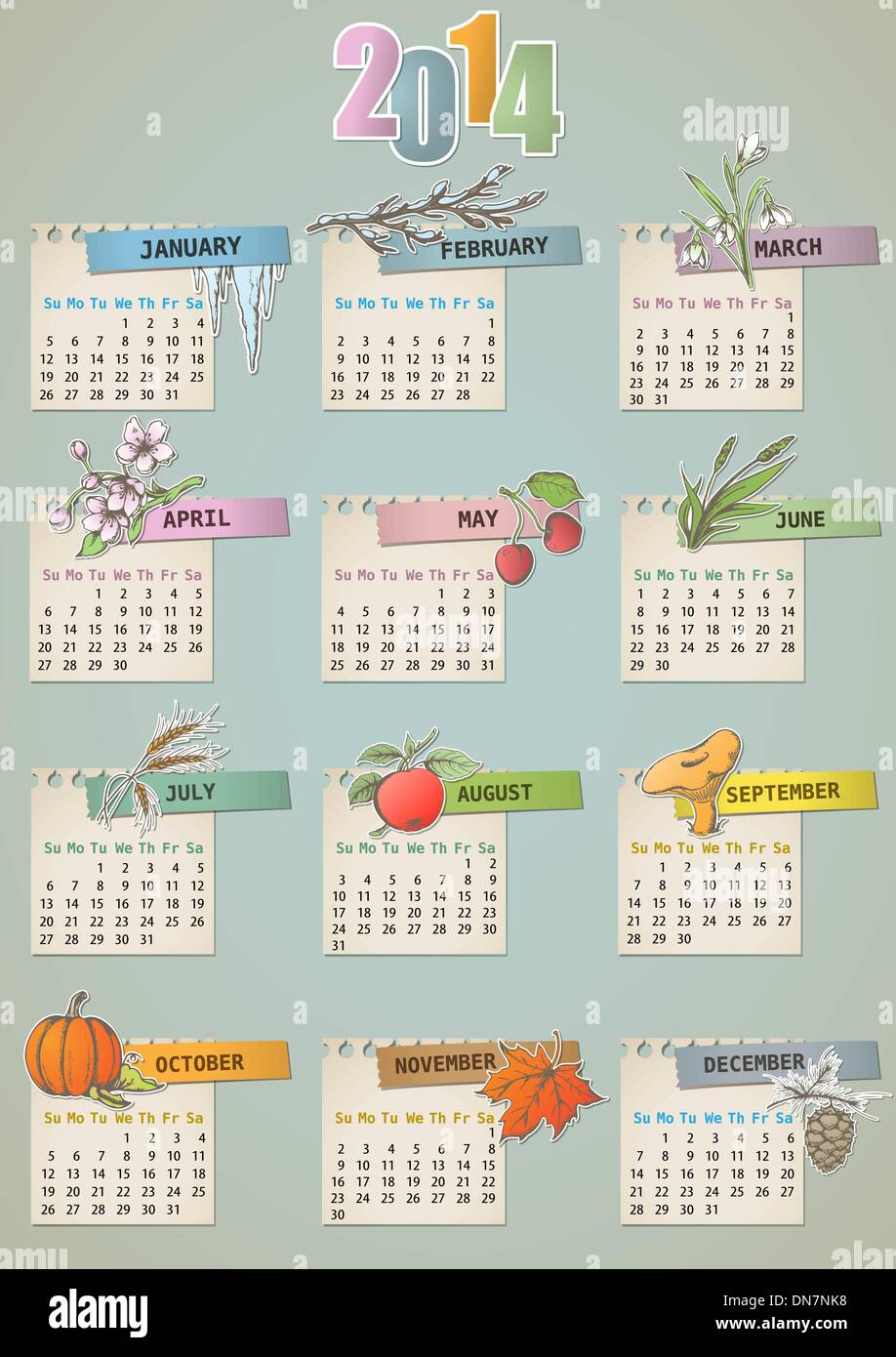 Vintage hand drawn calendar Stock Vector Image & Art - Alamy