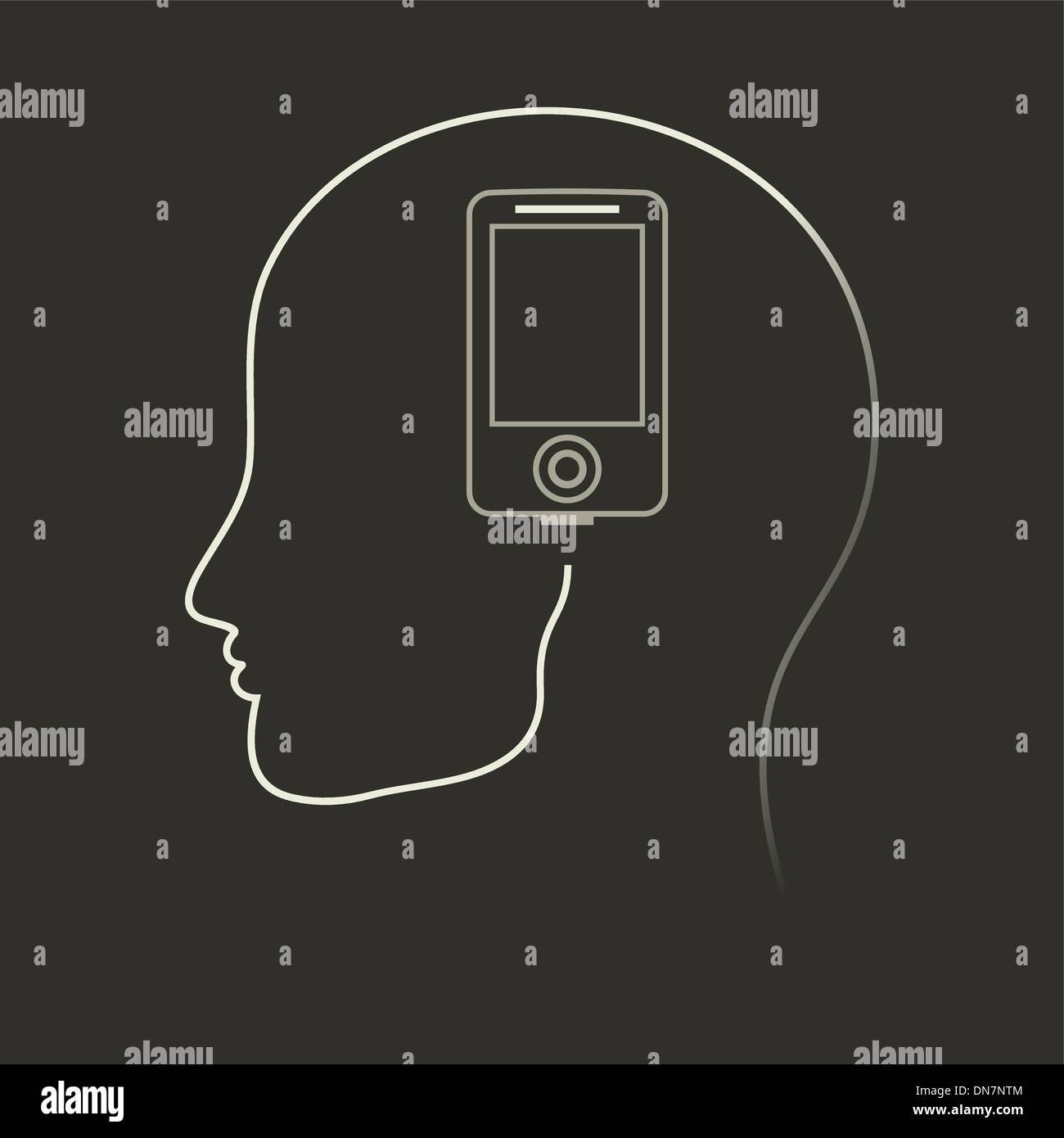 Phone in a brain Stock Vector Image & Art - Alamy