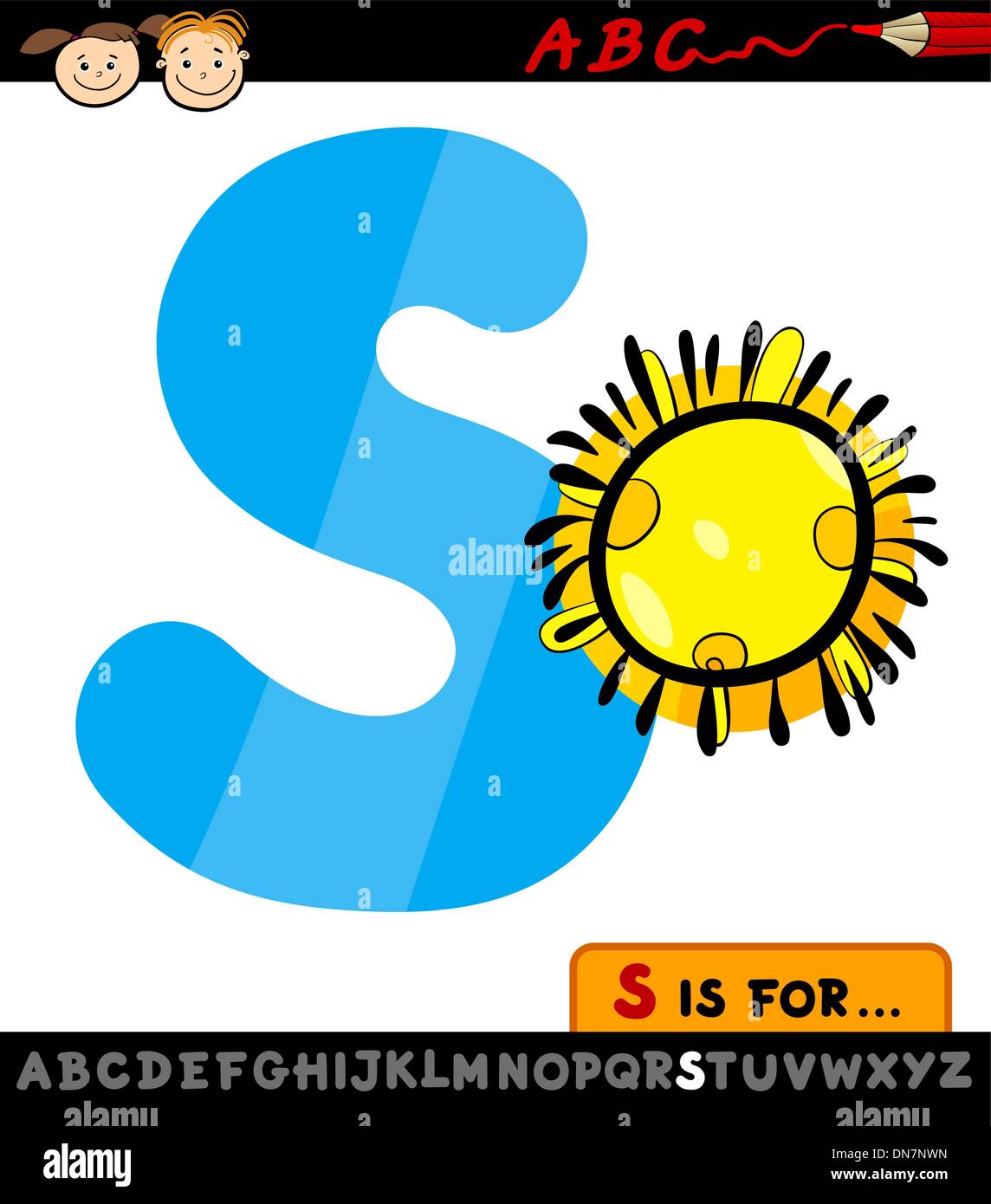 letter s with sun cartoon illustration Stock Vector Image & Art - Alamy