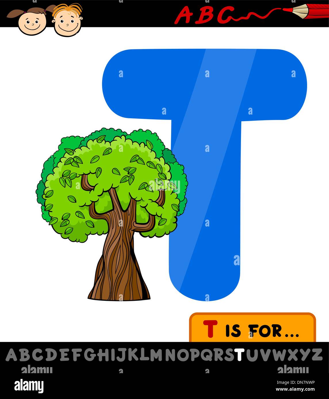 letter t with tree cartoon illustration Stock Vector Image & Art - Alamy