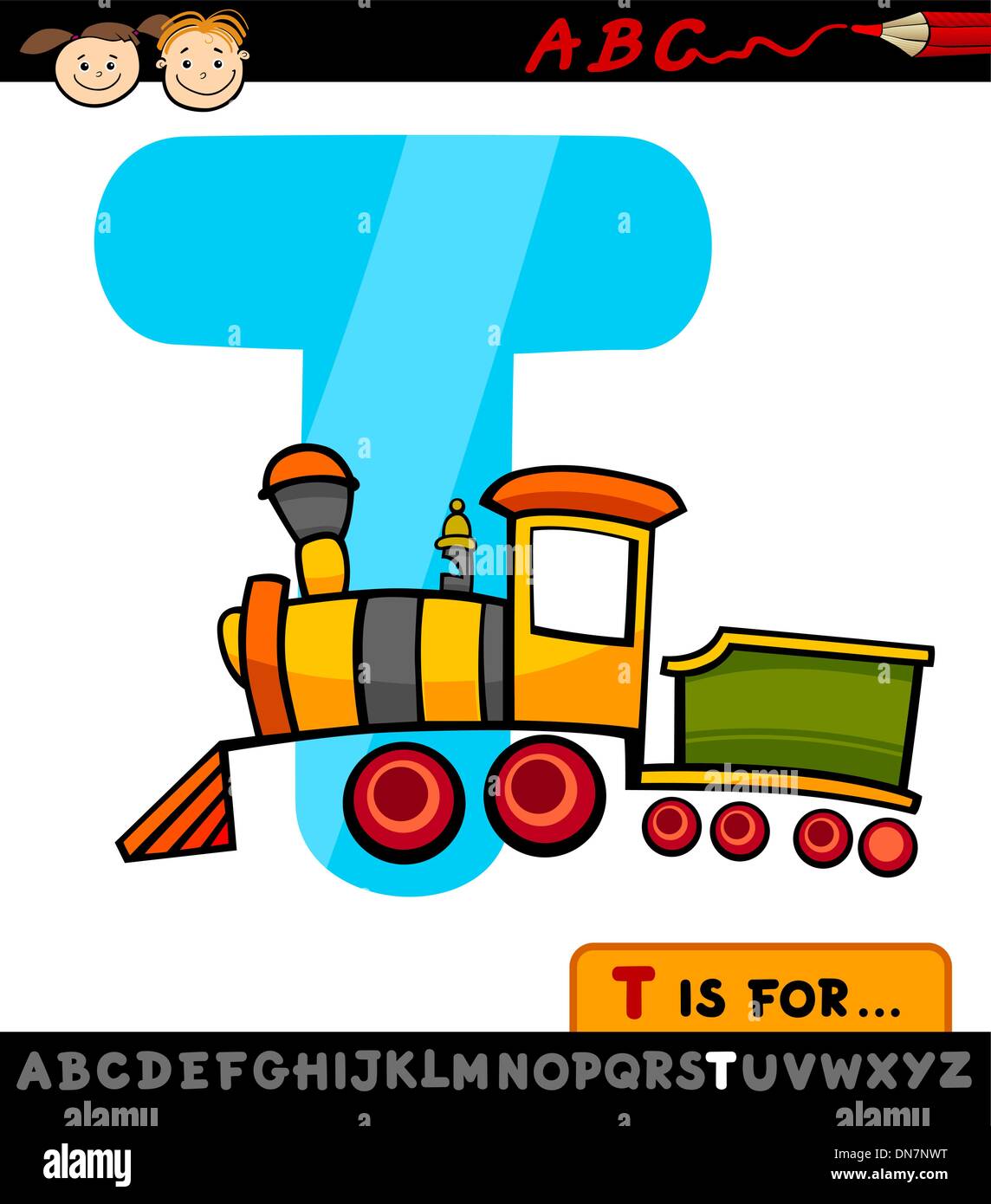 letter t with train cartoon illustration Stock Vector Image & Art - Alamy