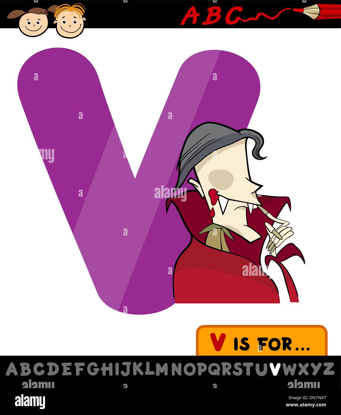 letter v with vampire cartoon illustration Stock Vector Image & Art - Alamy