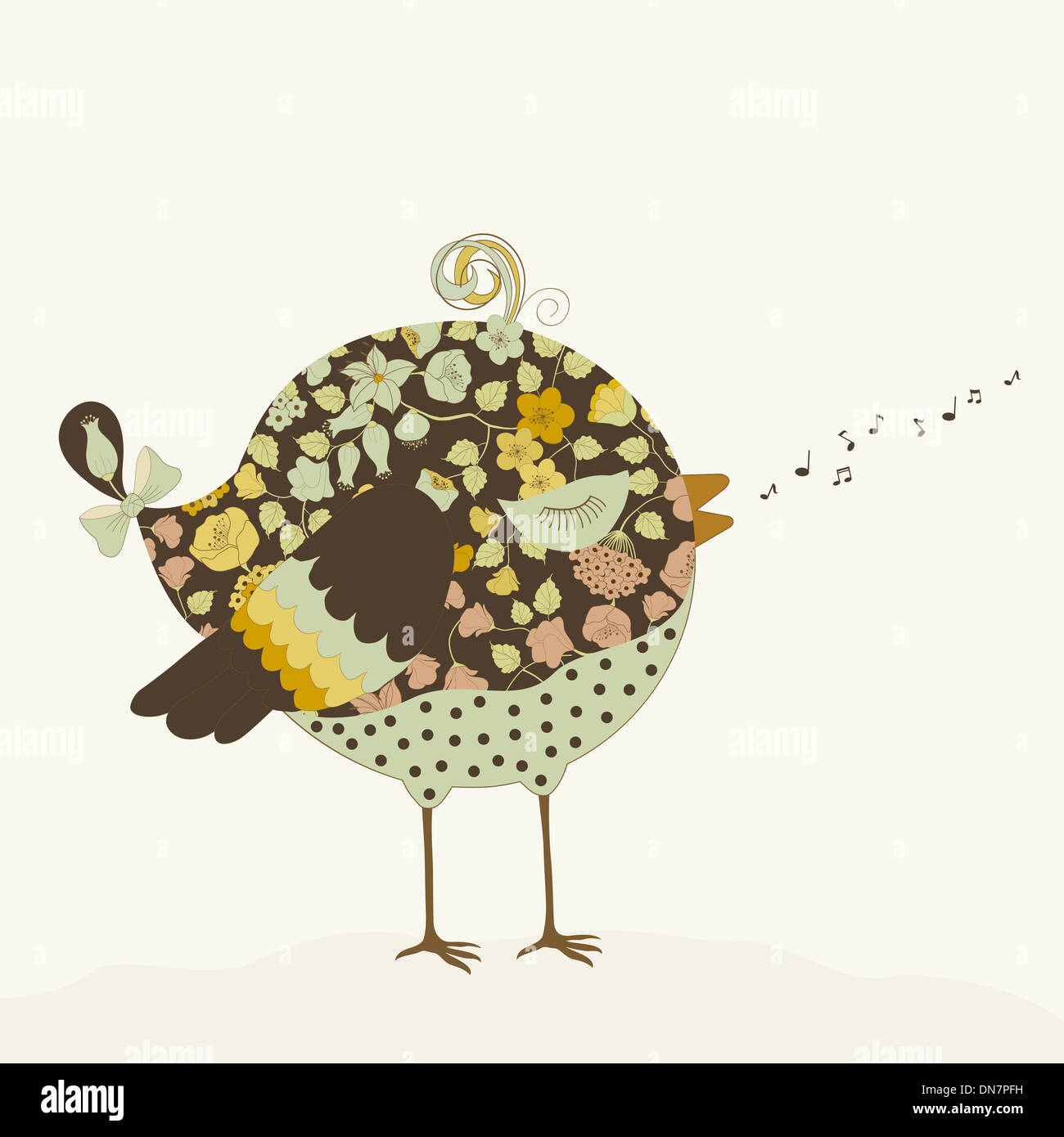 Little bird on beige background Stock Photo - Alamy