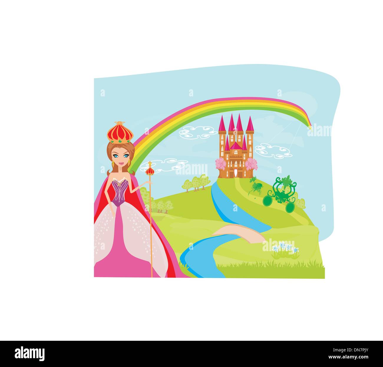 Rainbow in beautiful landscape Stock Vector Images - Alamy