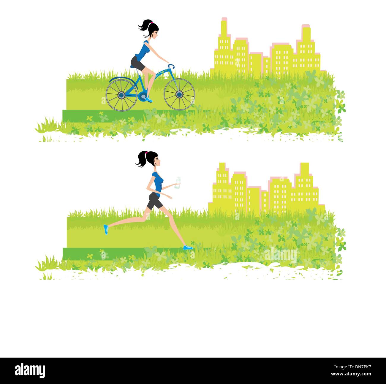 running and cycling girl Stock Vector Image & Art - Alamy