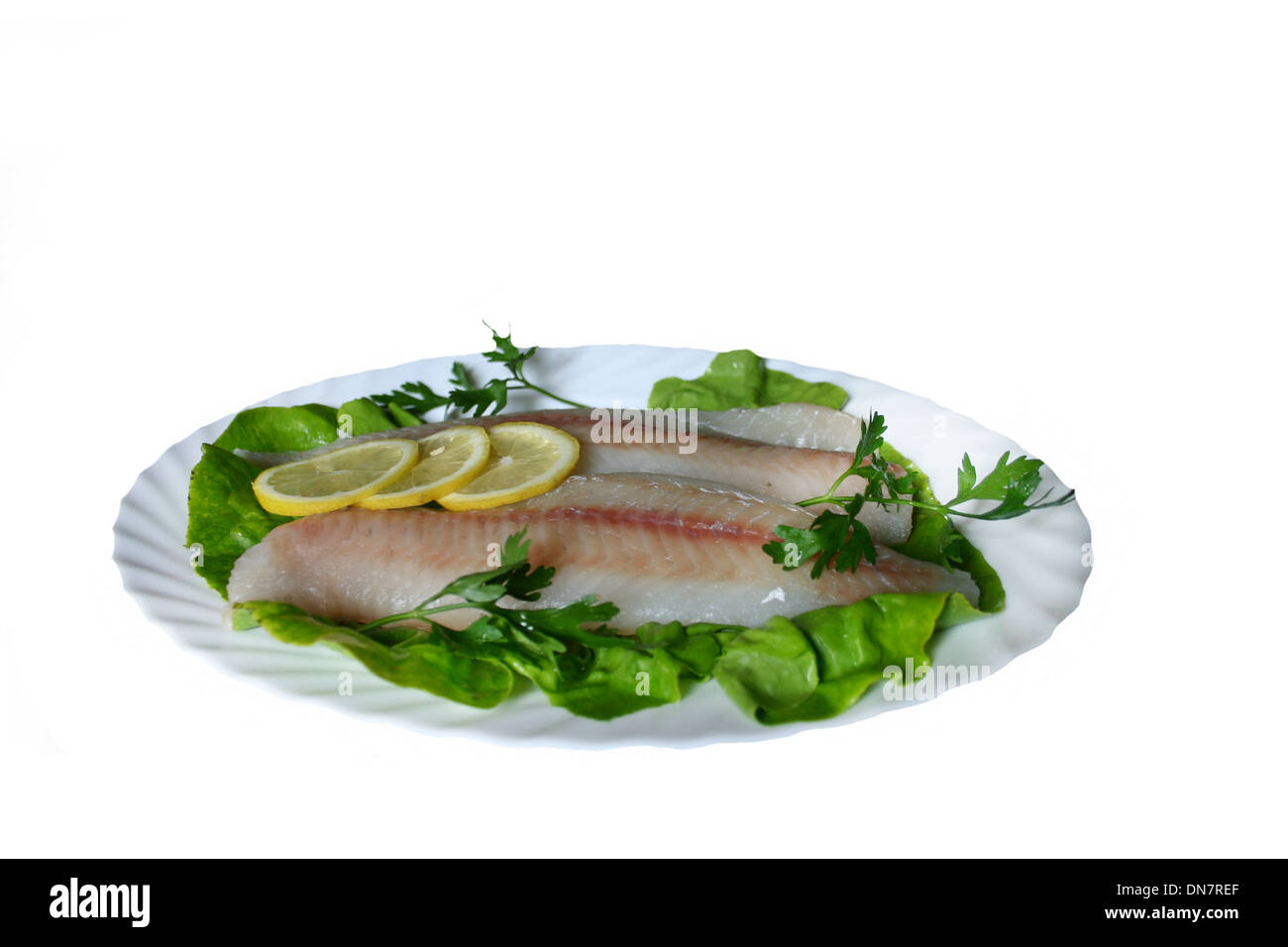 photo fillets from raw fish on white background Stock Photo - Alamy