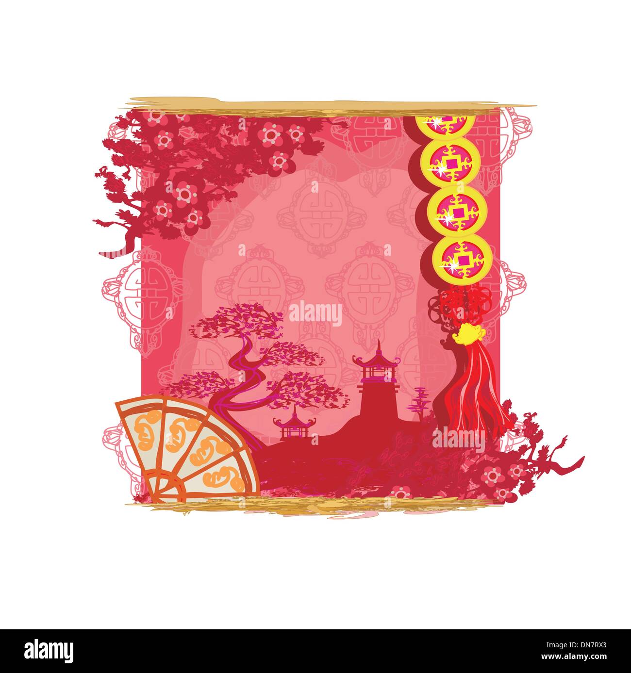 Decorative Chinese landscape card Stock Vector Image & Art - Alamy