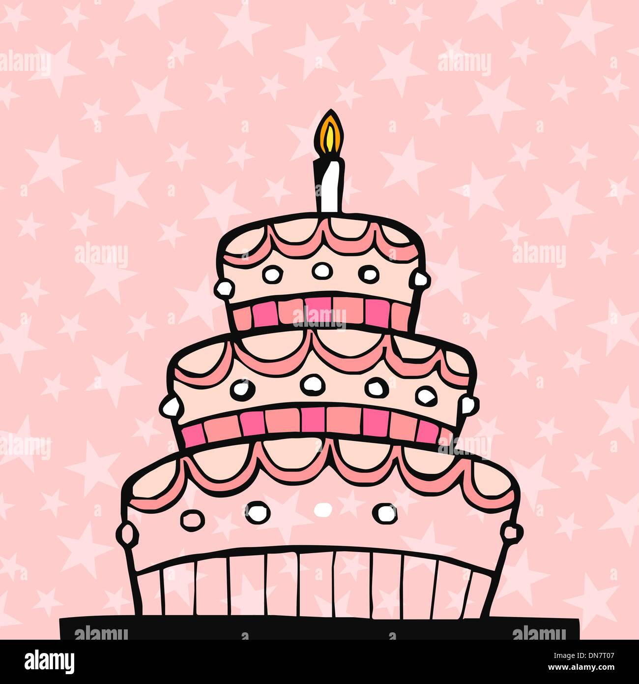 Pink birthday cake Stock Vector Image & Art - Alamy