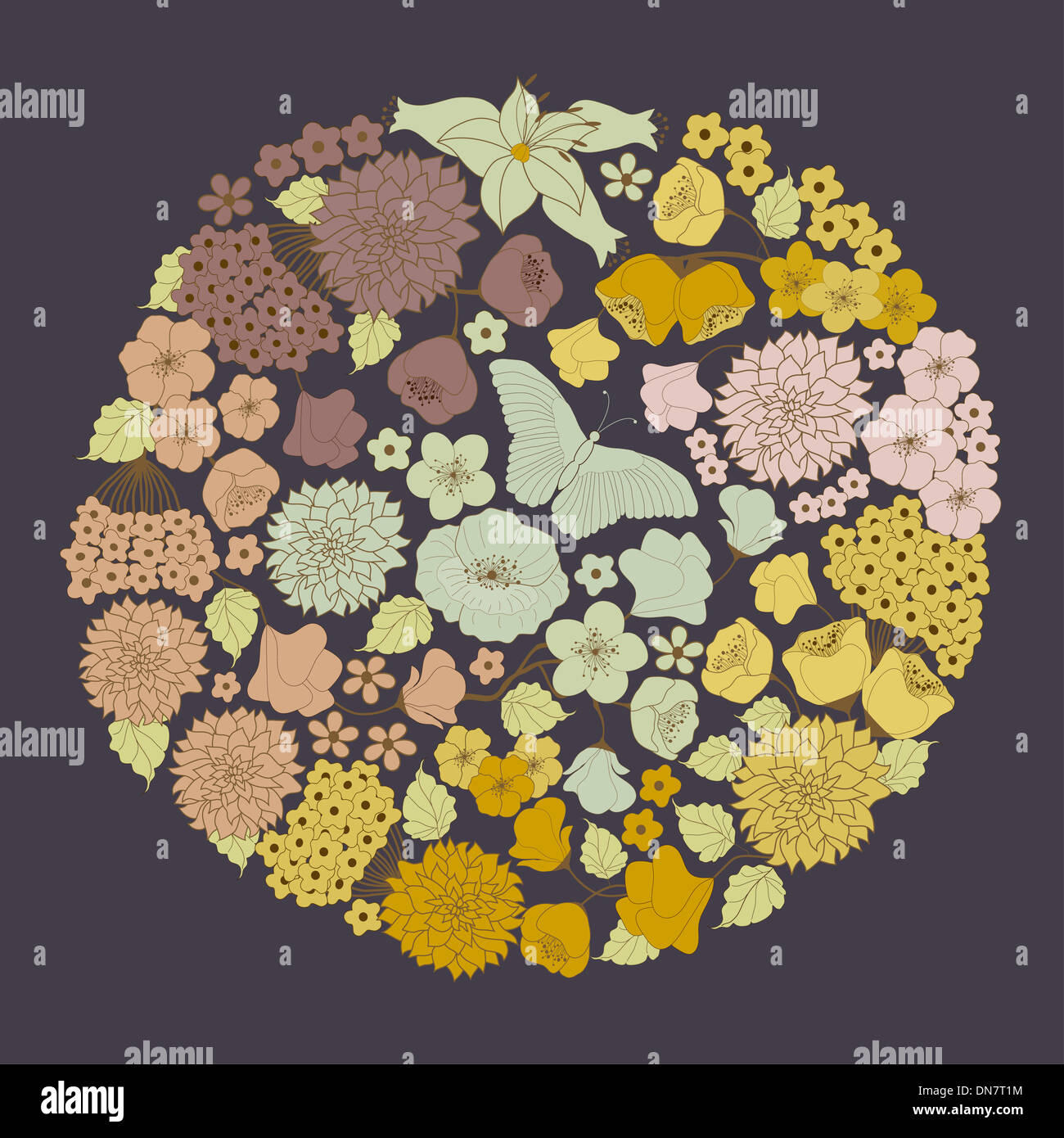 Round floral hi-res stock photography and images - Alamy