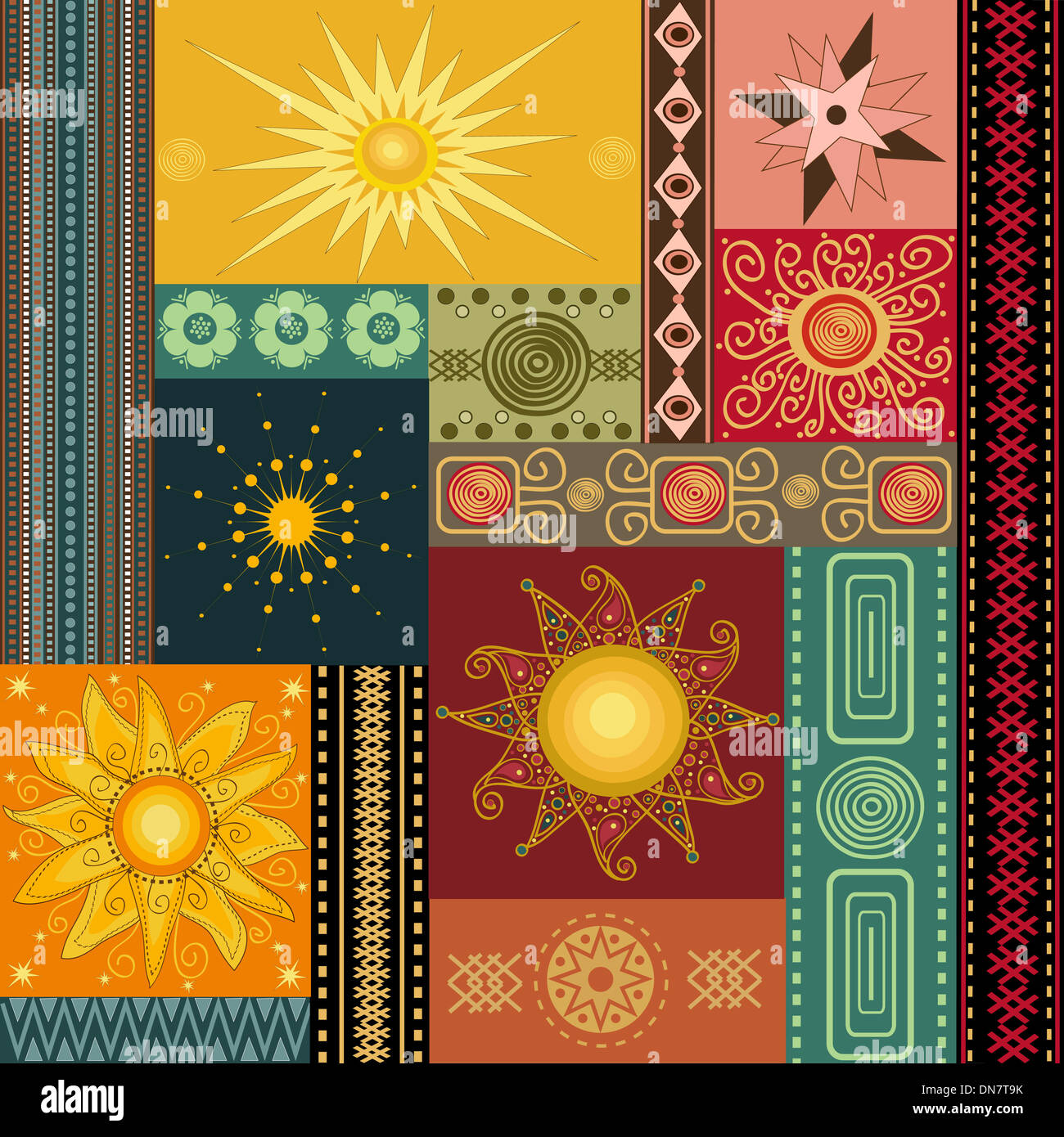 Collage painting with sun Stock Photo - Alamy