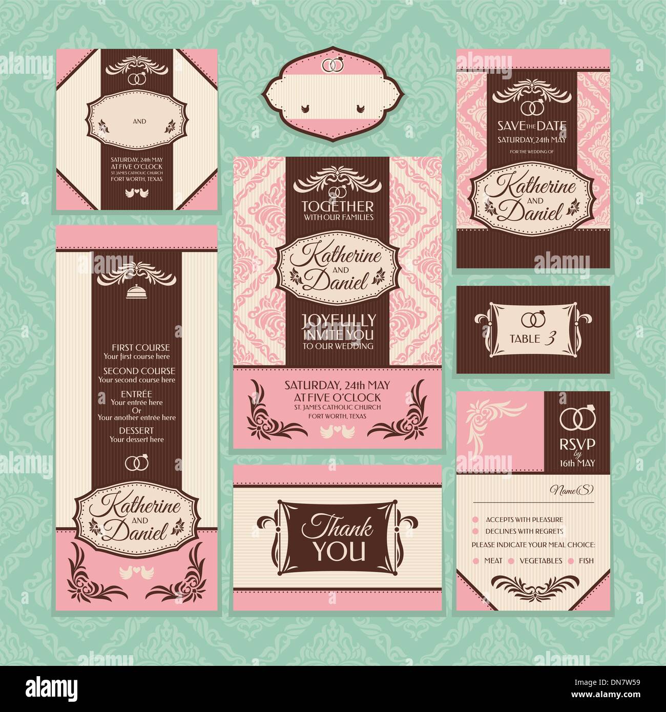 set of floral wedding cards Stock Vector Image & Art - Alamy