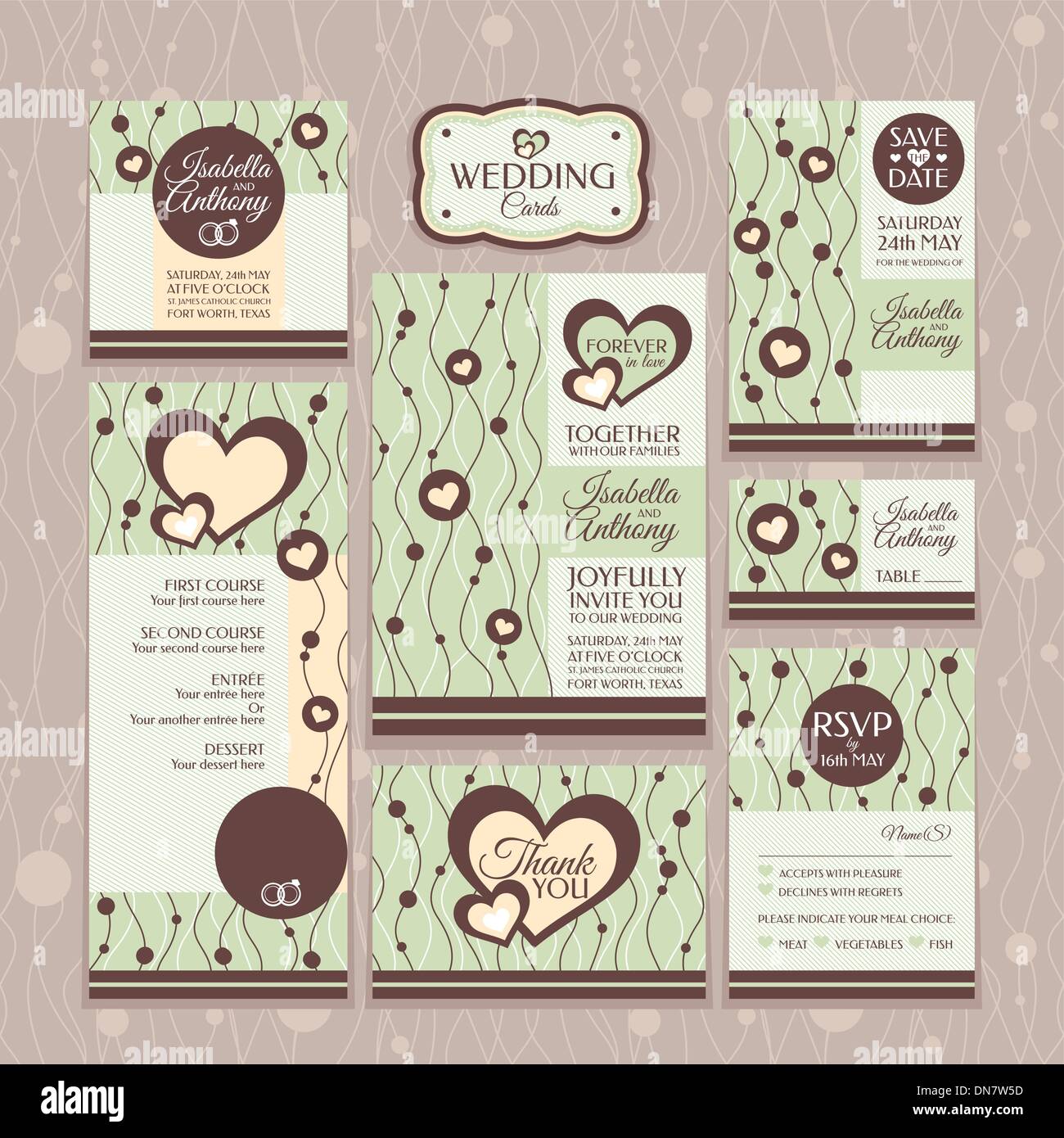 set of wedding cards Stock Vector Image & Art - Alamy