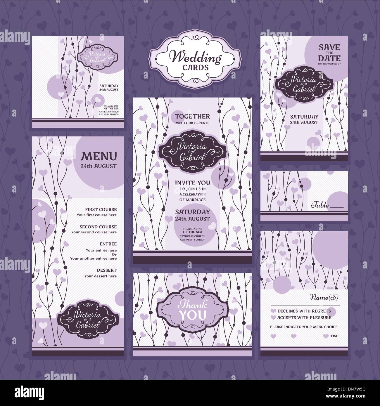 set of wedding cards Stock Vector Image & Art - Alamy