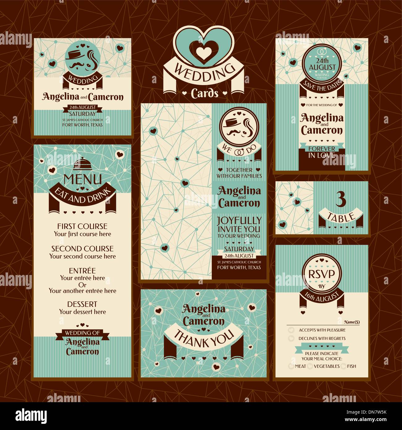 set of wedding cards Stock Vector Image & Art - Alamy