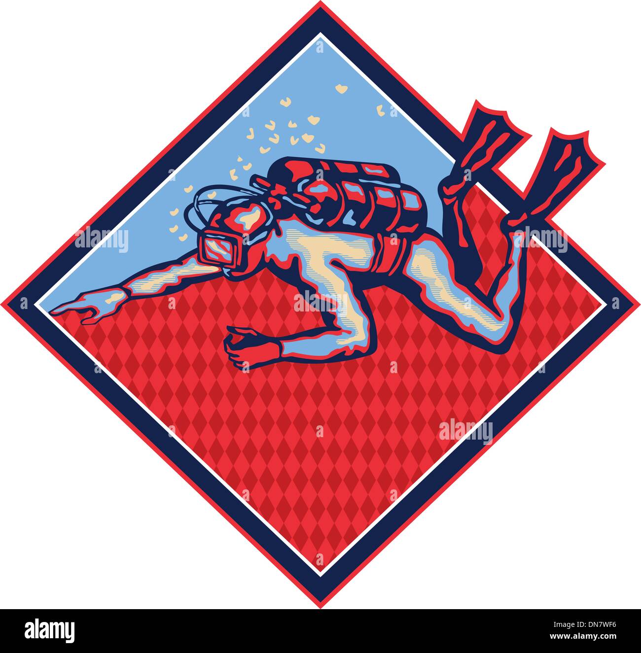 Scuba Diver Diving Retro Stock Vector Image & Art - Alamy