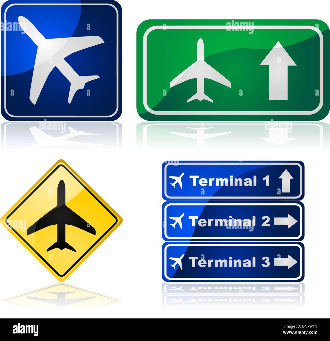 Airport Signs Stock