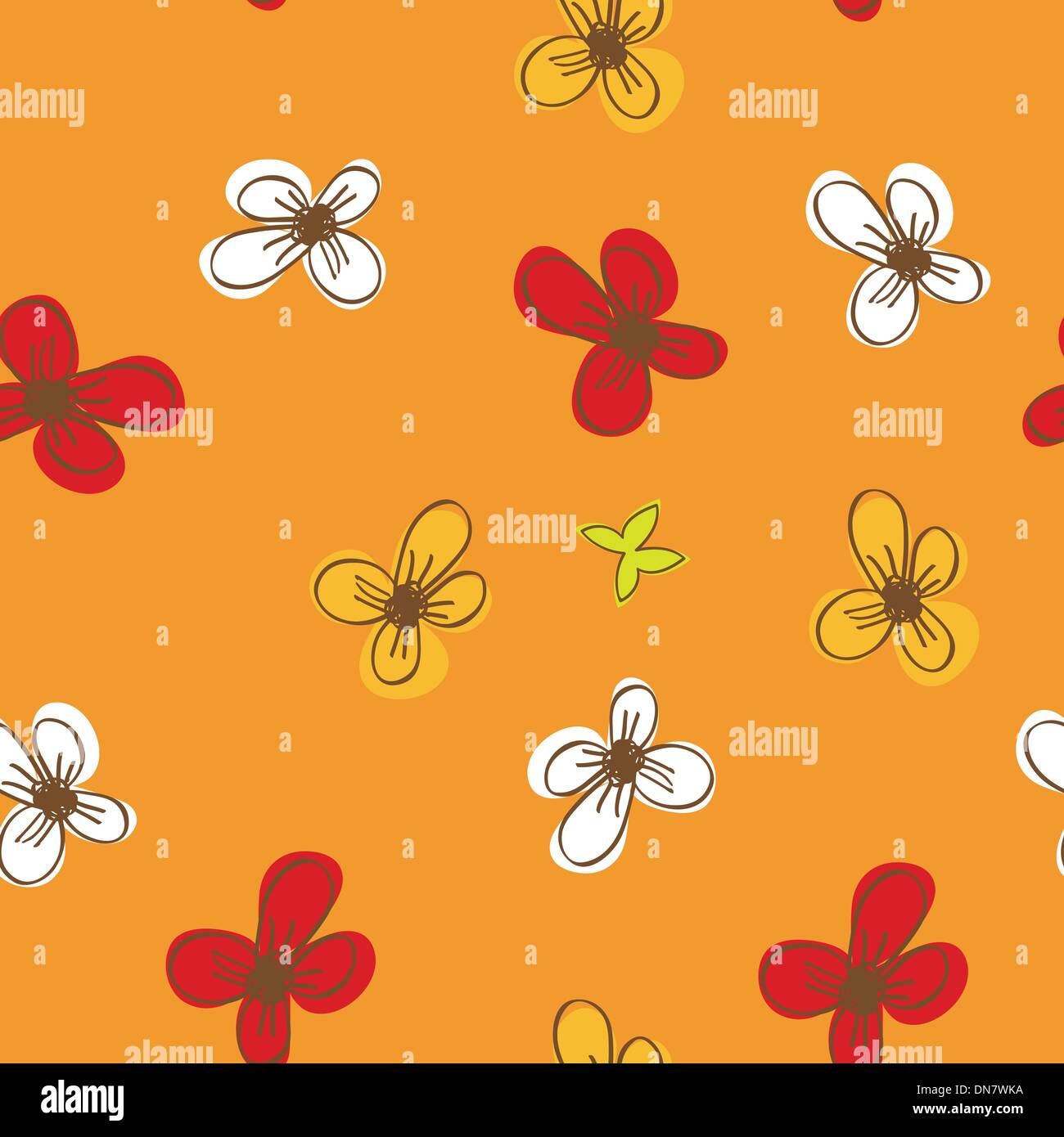Seamless pattern with abstract hand drawn flowers Stock Vector Image ...