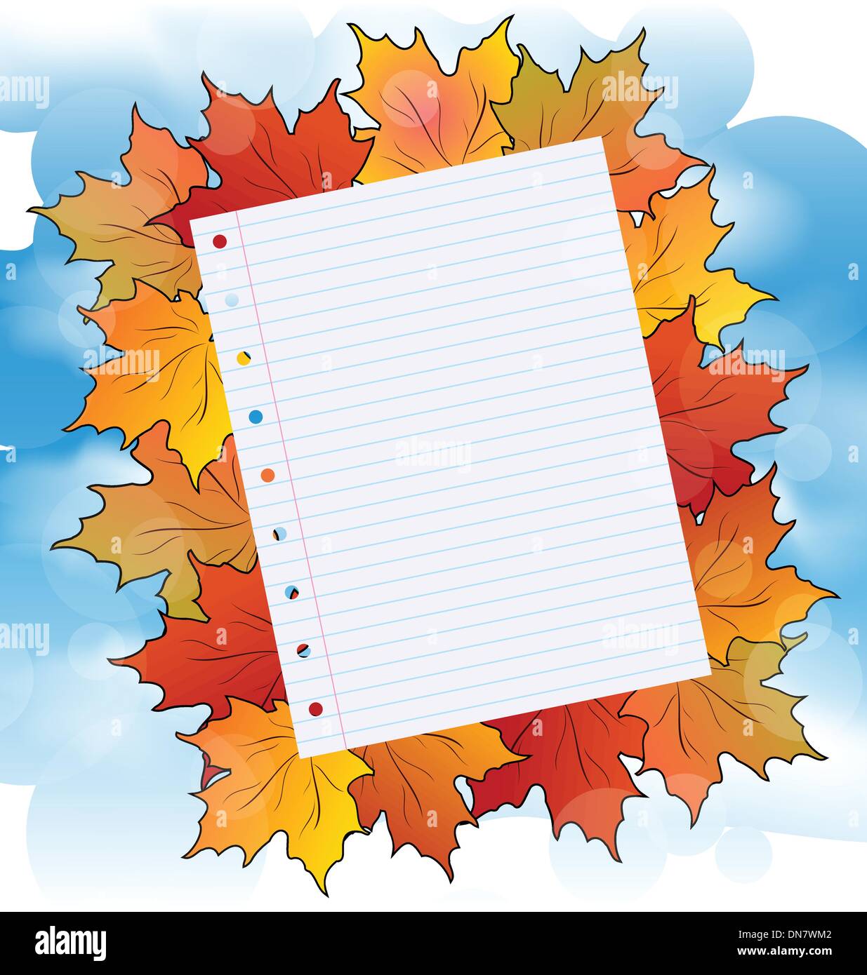 Colorful autumn maple leaves with note paper Stock Vector Image & Art ...