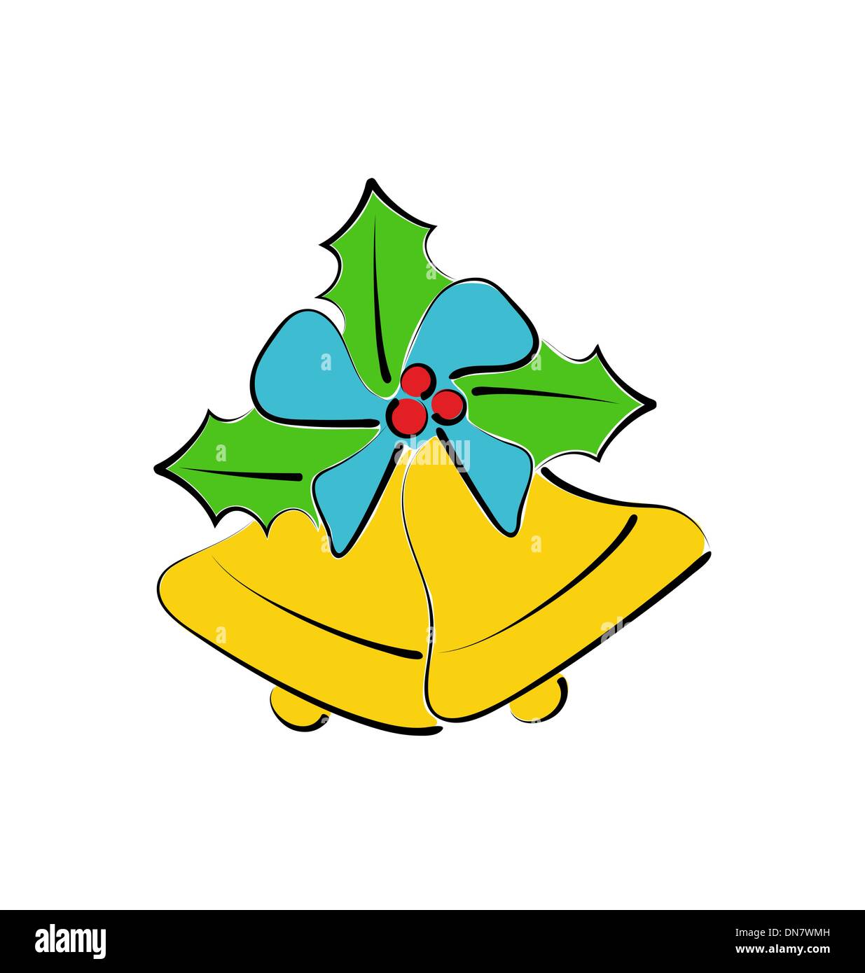 Sketch composition two Christmas bells isolated Stock Vector Image ...