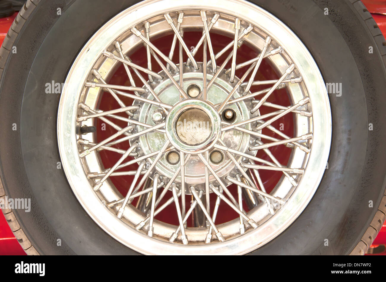 Car wheel and the ring is decorated with a beautiful wire Stock Photo ...