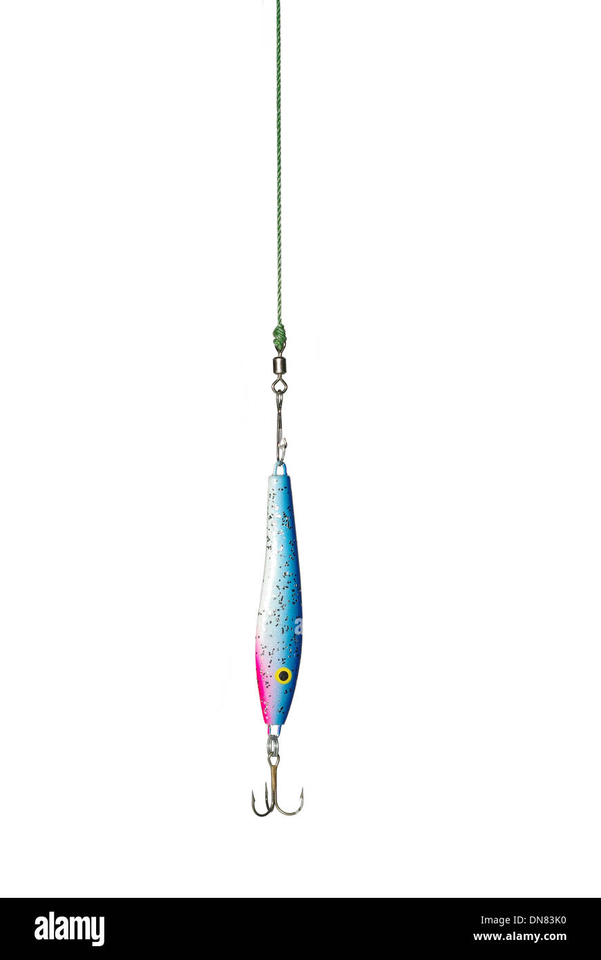 metal angling bait on white background Stock Photo - Alamy